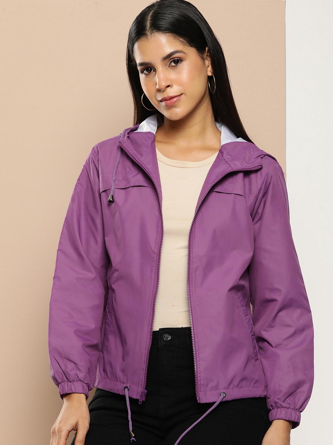 Buy Her By Invictus Solid Hooded Sporty Jacket - Jackets for Women ...