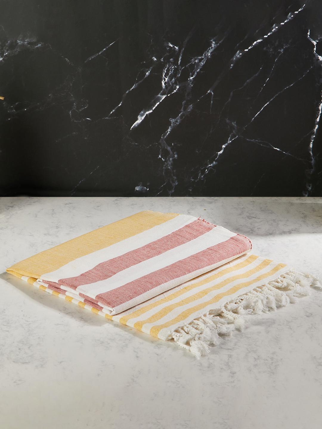Buy Fabindia Soha Rust Striped Cotton 127GSM Super Soft Adult Thin Bath ...