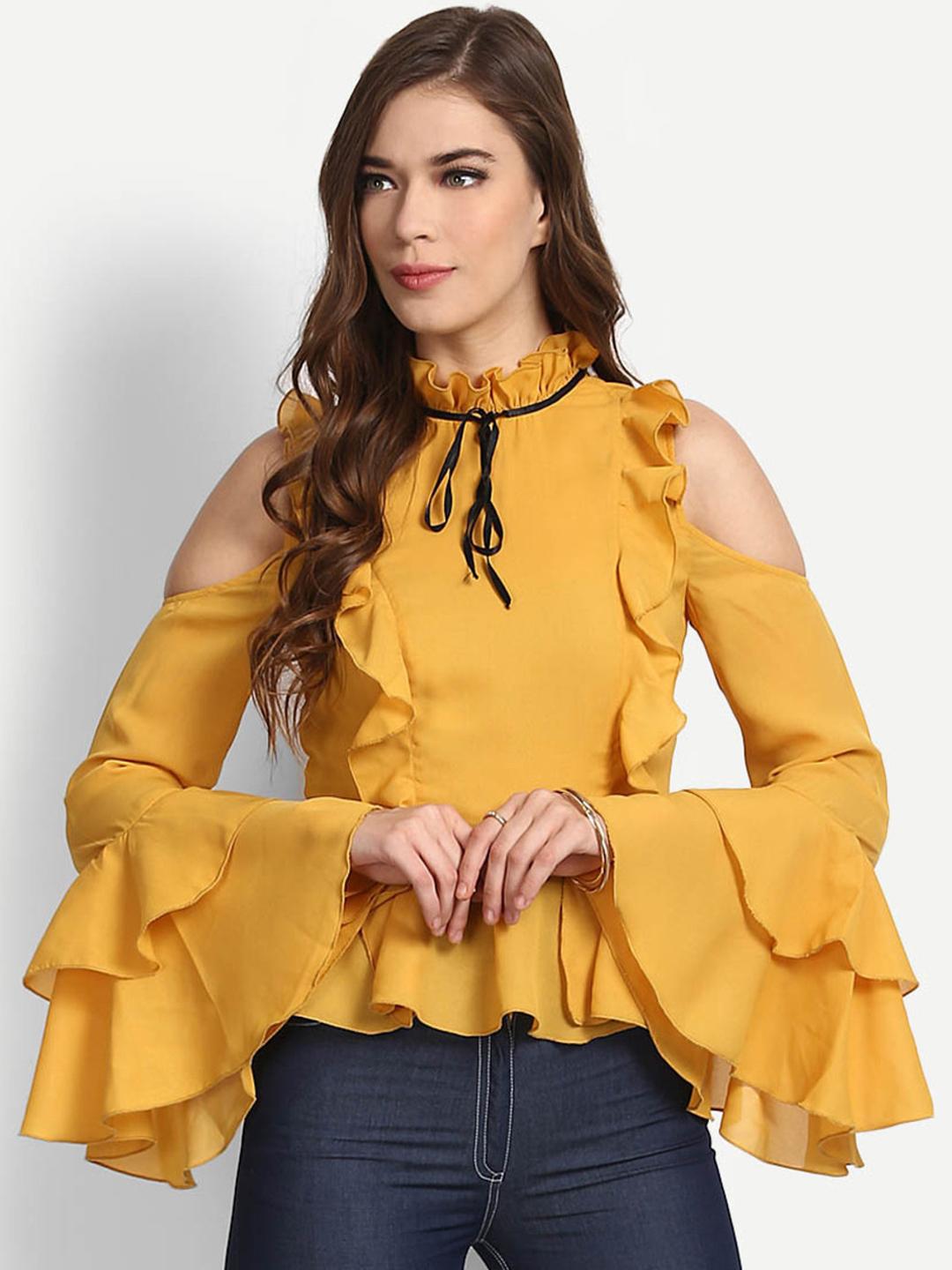 Buy StalkBuyLove Women Mustard Solid Top - Tops for Women 2328344 | Myntra