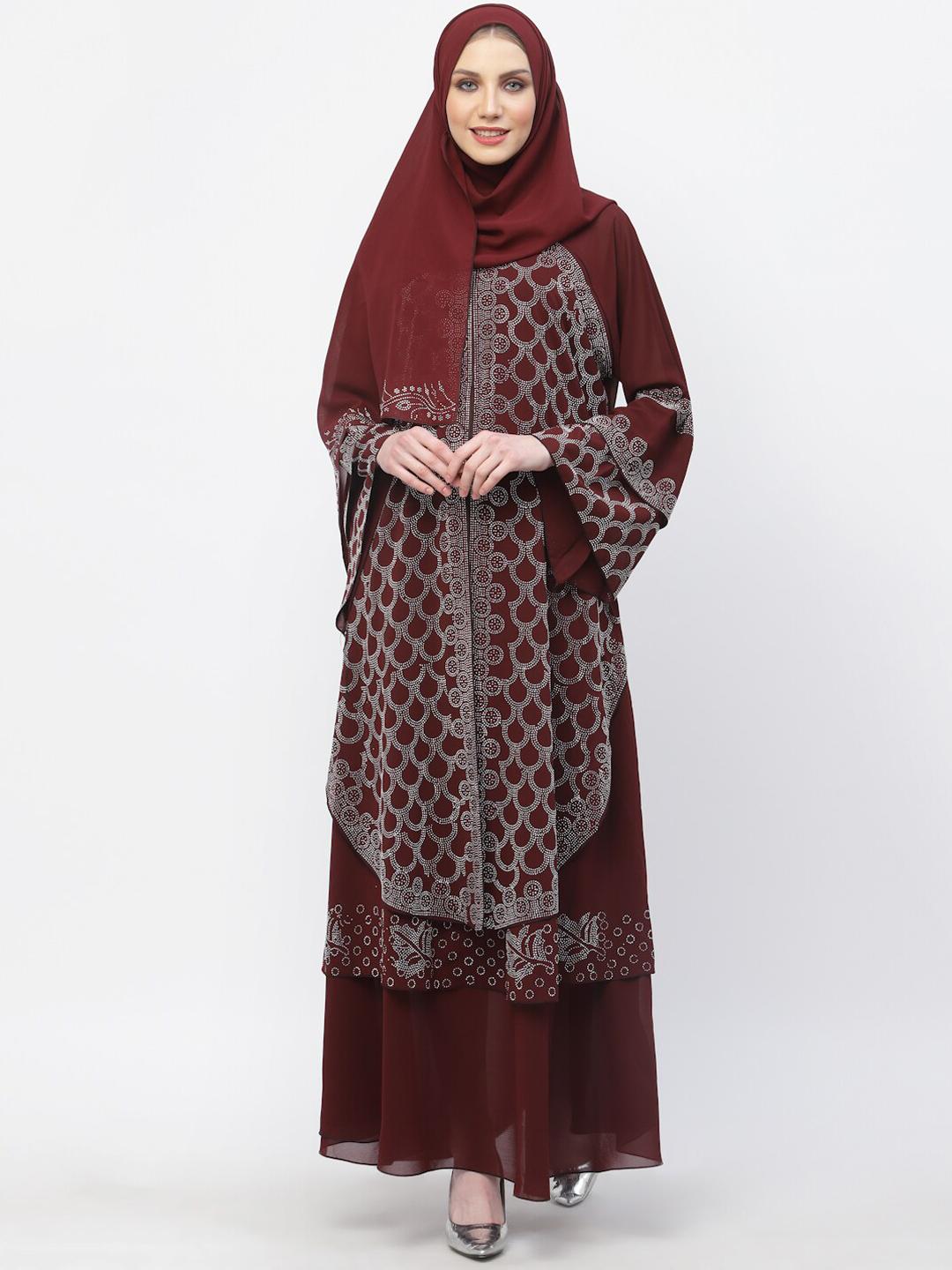 Buy Arrabi Embellished Detail Burqa With Scarf - Burqas for Women ...