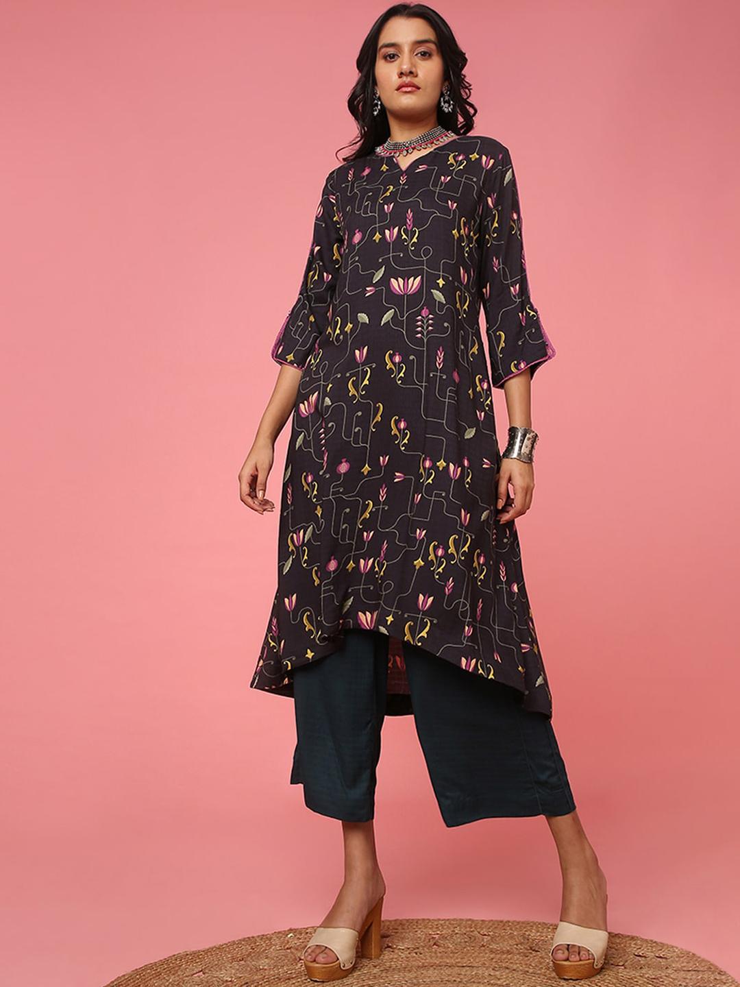 Buy Marigold Lane Floral Printed A Line Kurta - Kurtas for Women ...