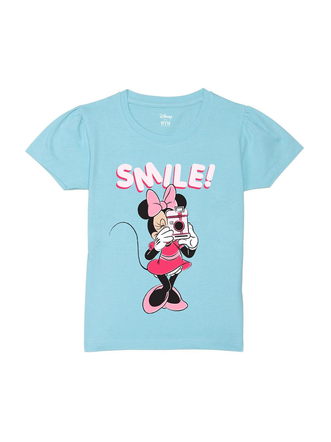 Buy Wear Your Mind Girls Minnie Mouse Printed Knitted Pure Cotton T ...
