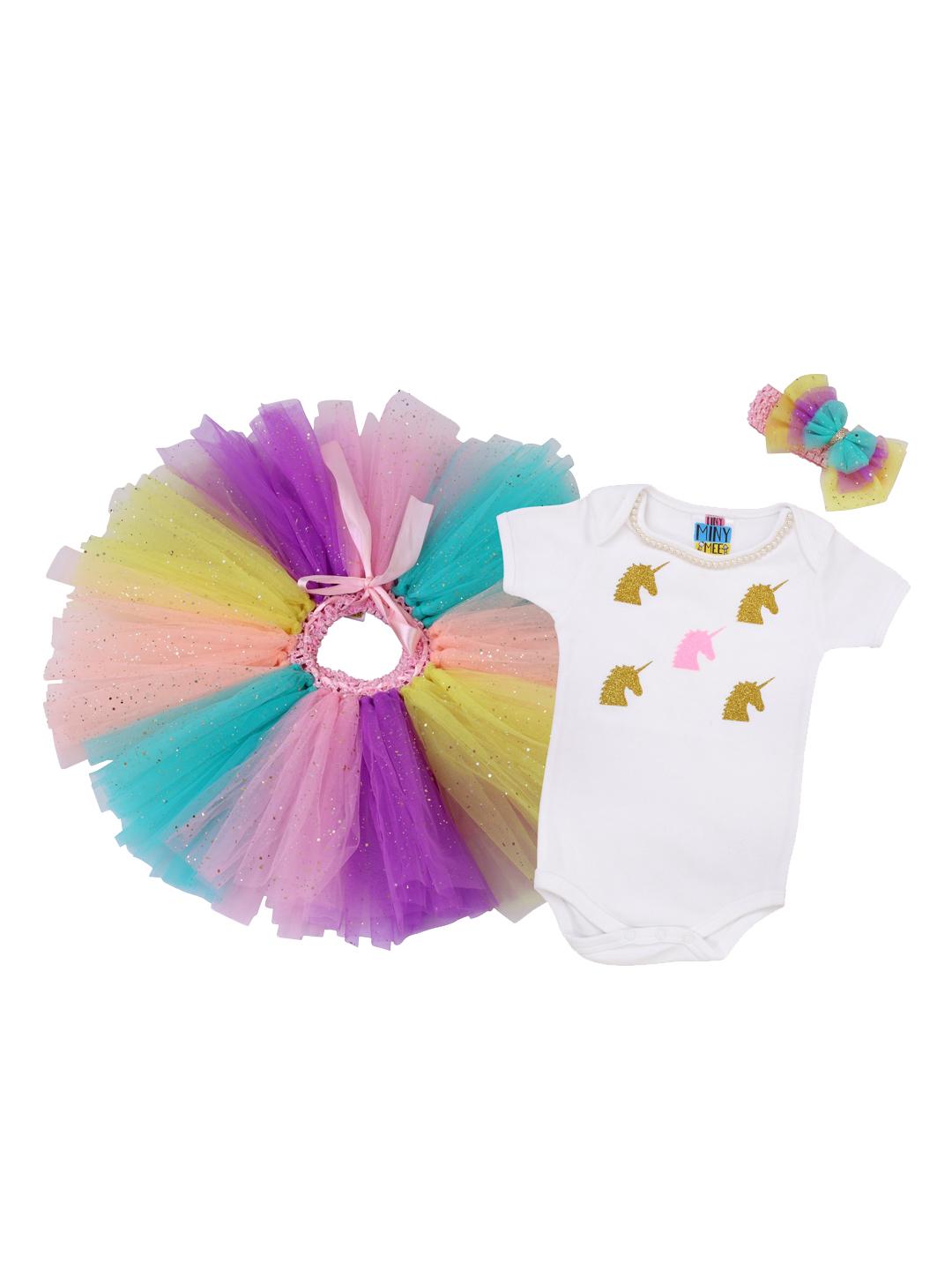 Buy TINY MINY ME Infants Girls Embellished Bodysuit & Skirt With ...