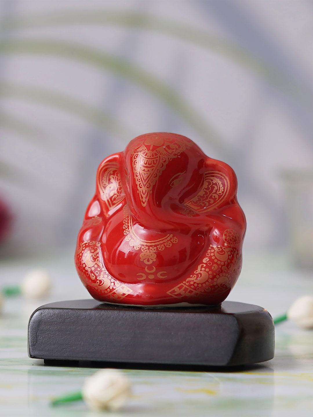 Buy ECraftIndia Red Lord Ganesha Showpiece - Showpieces for Unisex ...