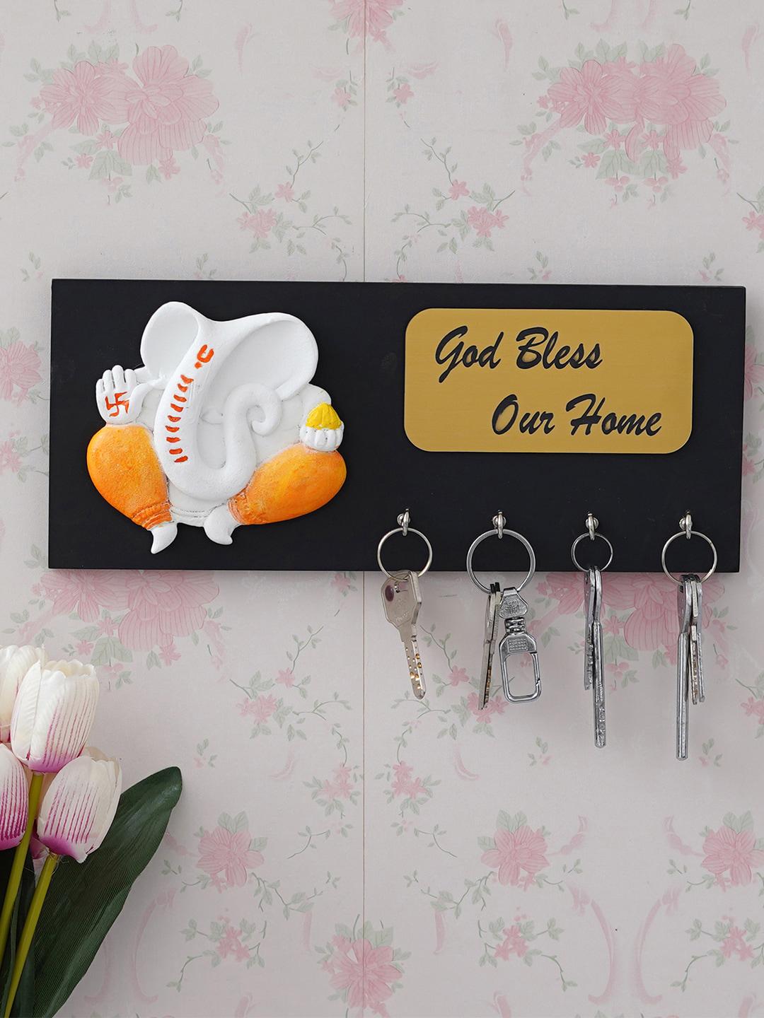 Buy Artisyn Black Lord Ganesha With "God Bless Our Home" Quote 4 Hooks ...