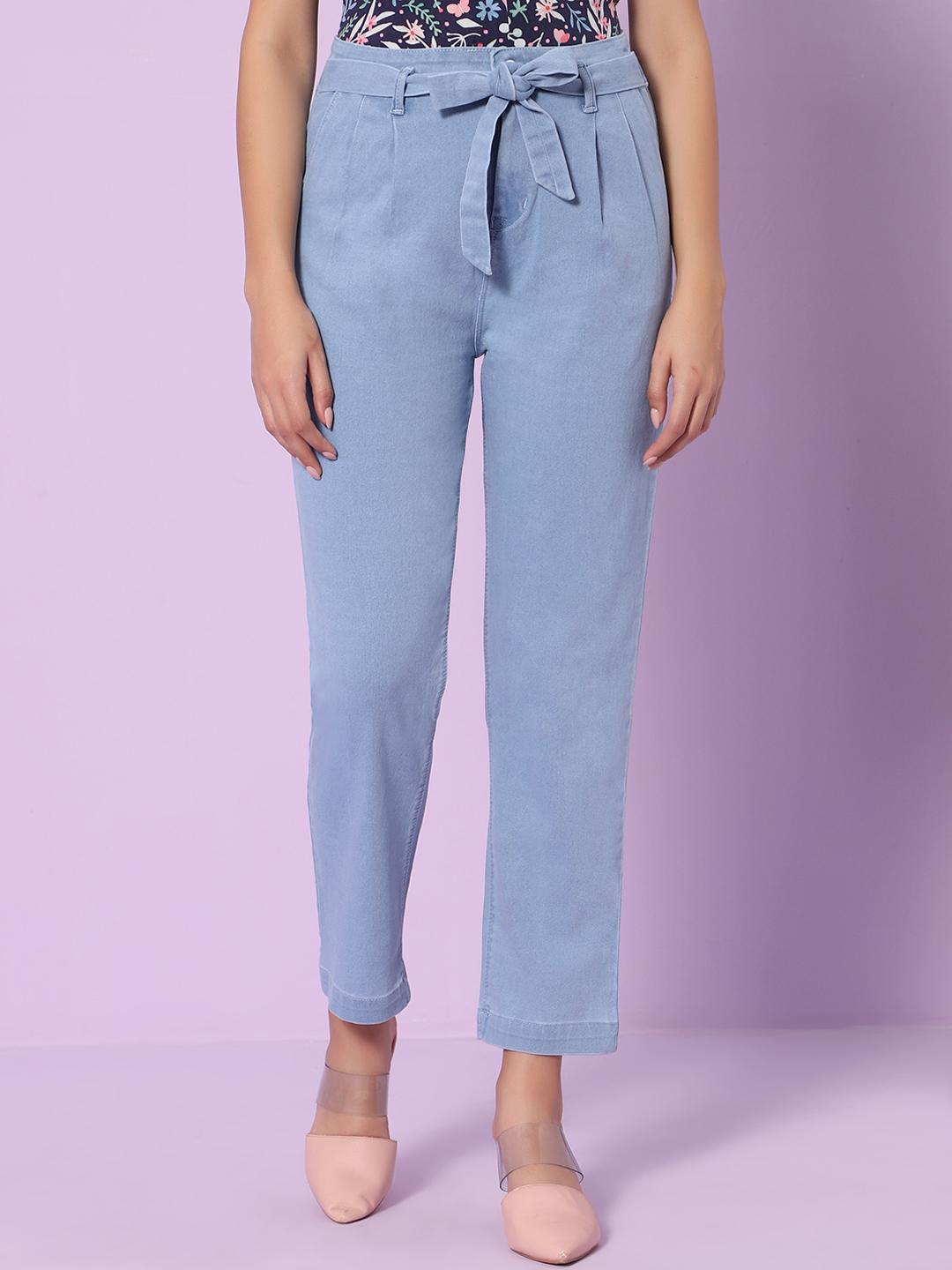 Buy HJ HASASI Women Wide Leg High Rise Low Distress Stretchable Jeans ...