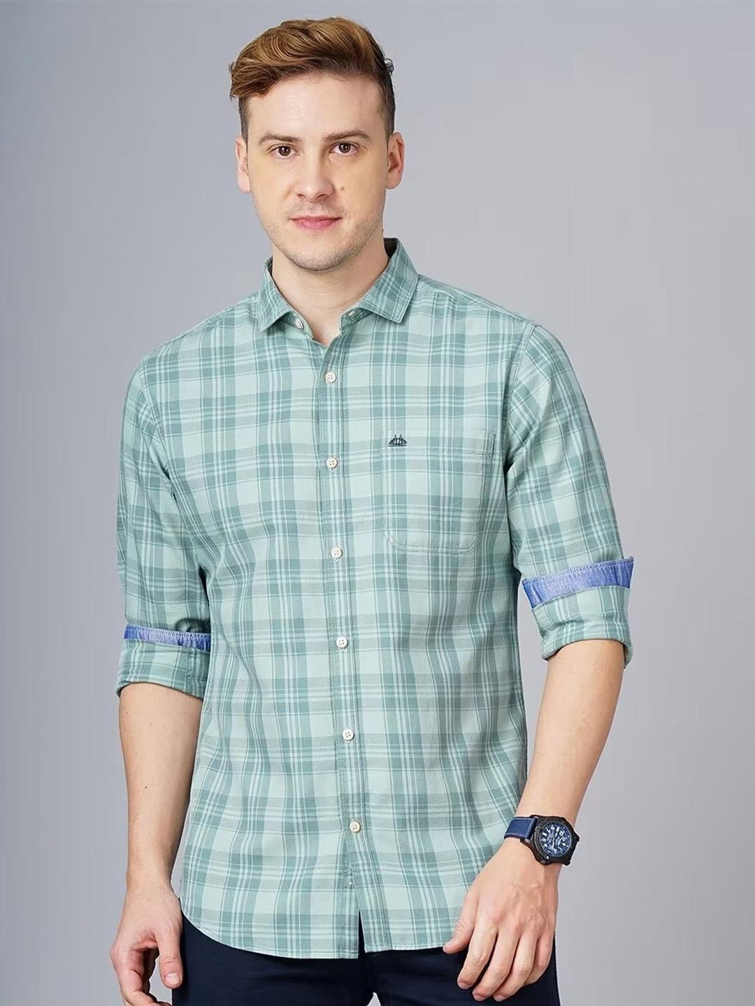 Buy British Club Smart Slim Fit Tartan Checks Pure Cotton Casual Shirt ...