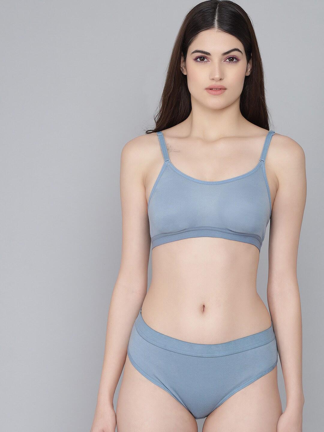 Buy Imsa Moda Non Padded Non Wired Non Padded Lingerie Set New Eng Sport Blue 30 - Lingerie Set ...