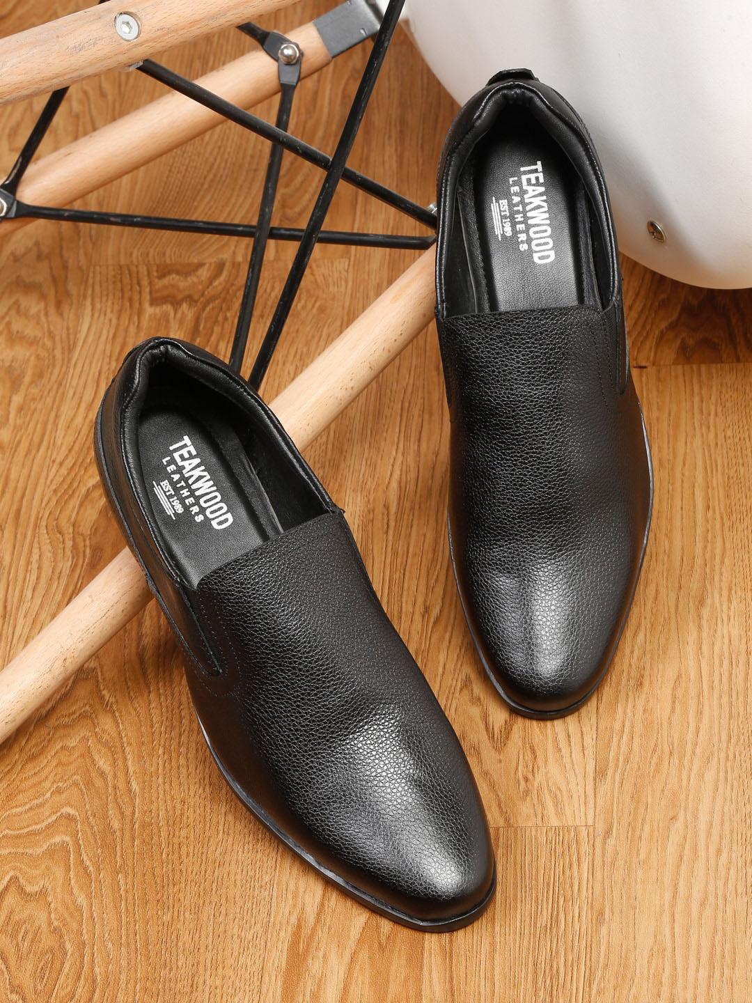 Buy Teakwood Leathers Men Textured Comfort Insole Leather Loafers ...