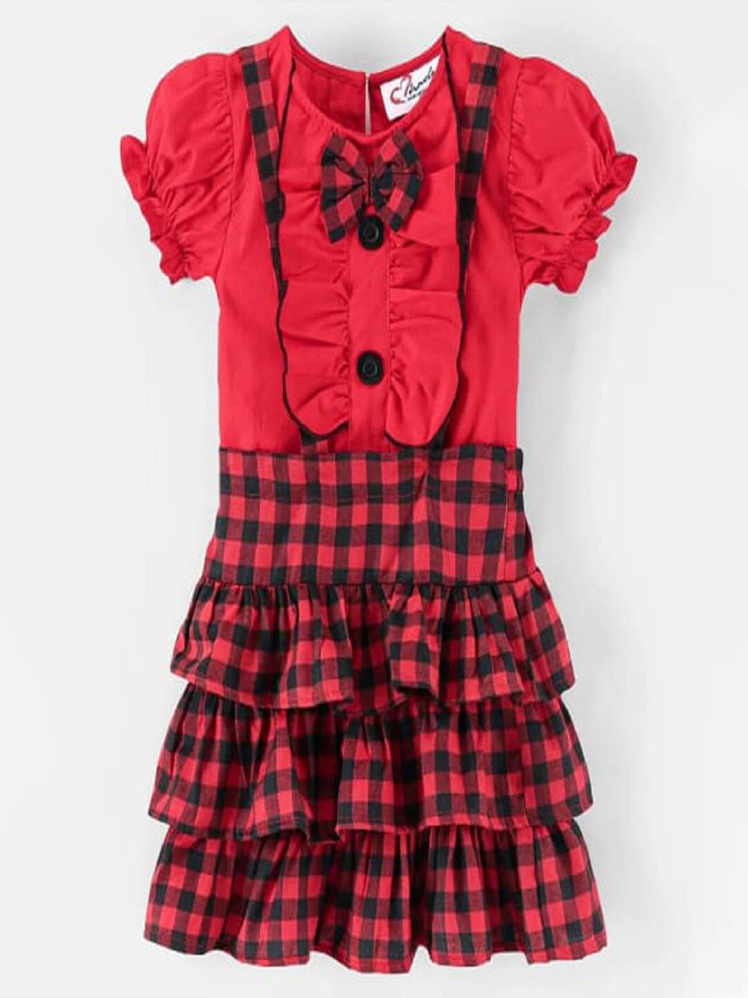 Buy M'andy Girls Checked Pure Cotton Top With Skirt - Clothing Set for ...