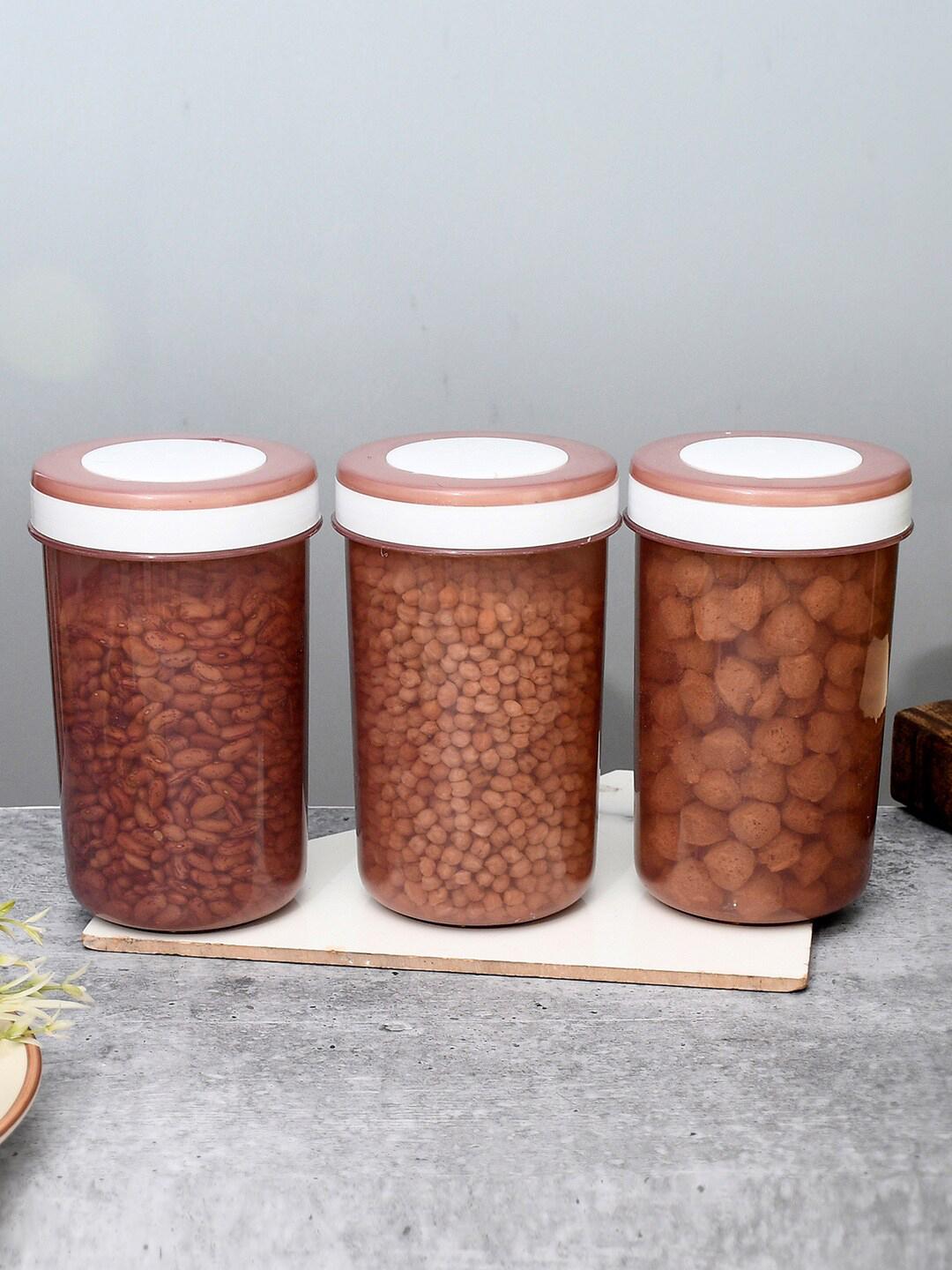 Buy Kuber Industries Brown Plastic Air Tight 6 Piece Screw Top ...