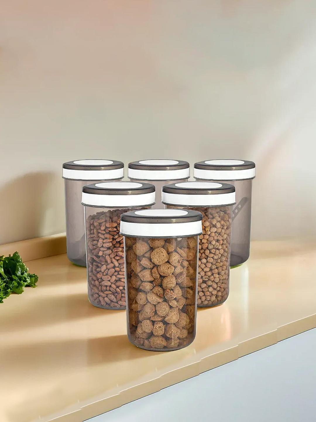 Buy Kuber Industries Grey Plastic Air Tight 6 Piece Screw Top Graduated ...