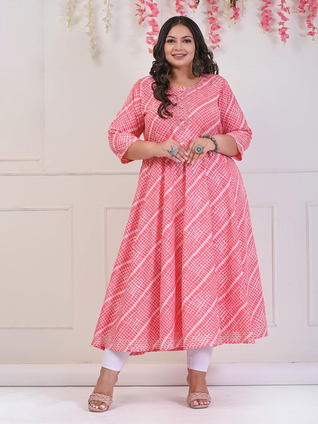 Buy Swasti Geometric Printed Mirror Work Detailed Anarkali Kurta ...