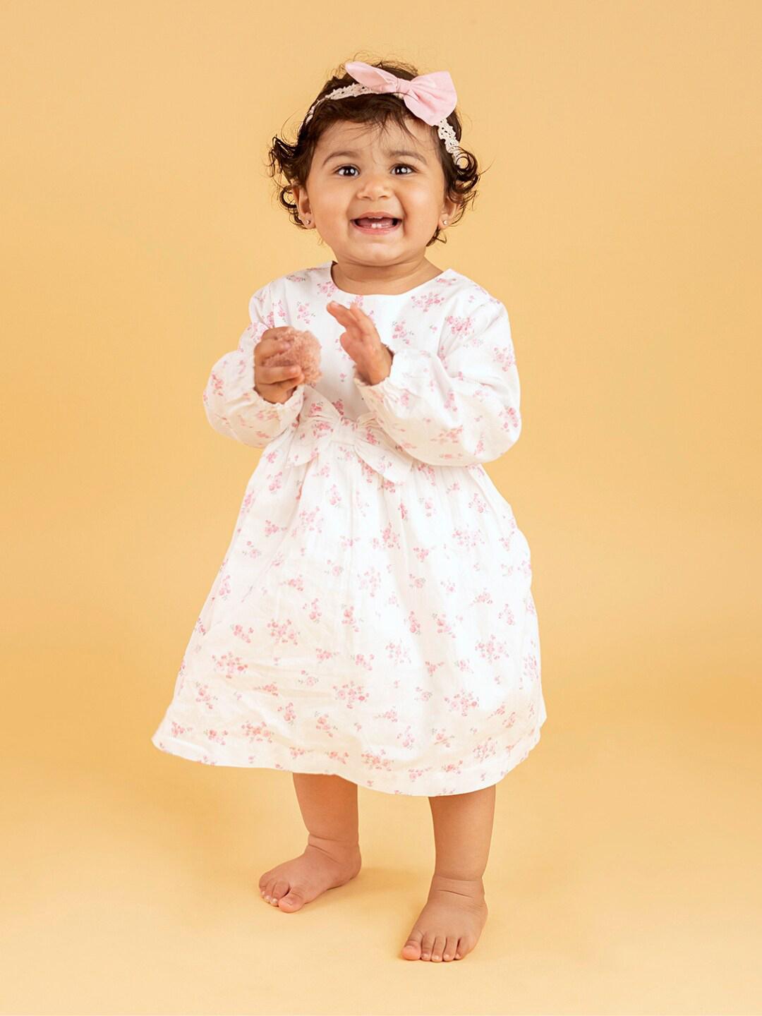 Buy Haus & Kinder Infants Floral Printed Pure Cotton Dress With Bloomer ...