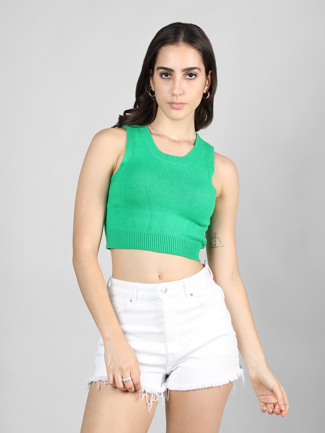 Buy Dlanxa Round Neck Sleeveless Acrylic Fitted Top - Tops for Women ...