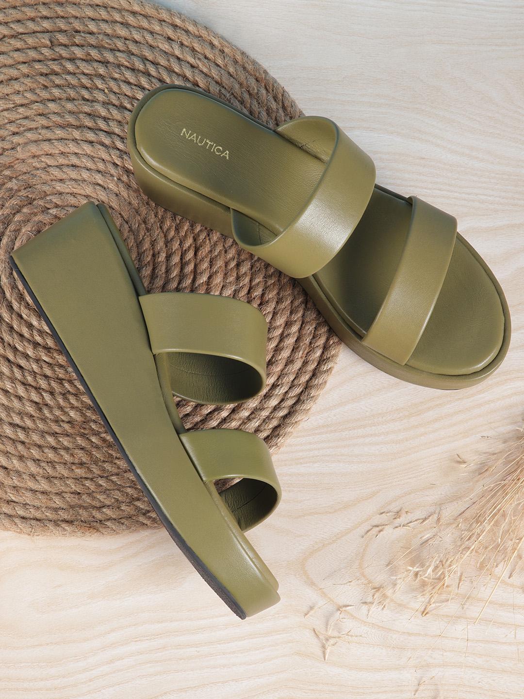 Buy Nautica Double Strap Open Toe Wedge Heels - Heels for Women ...