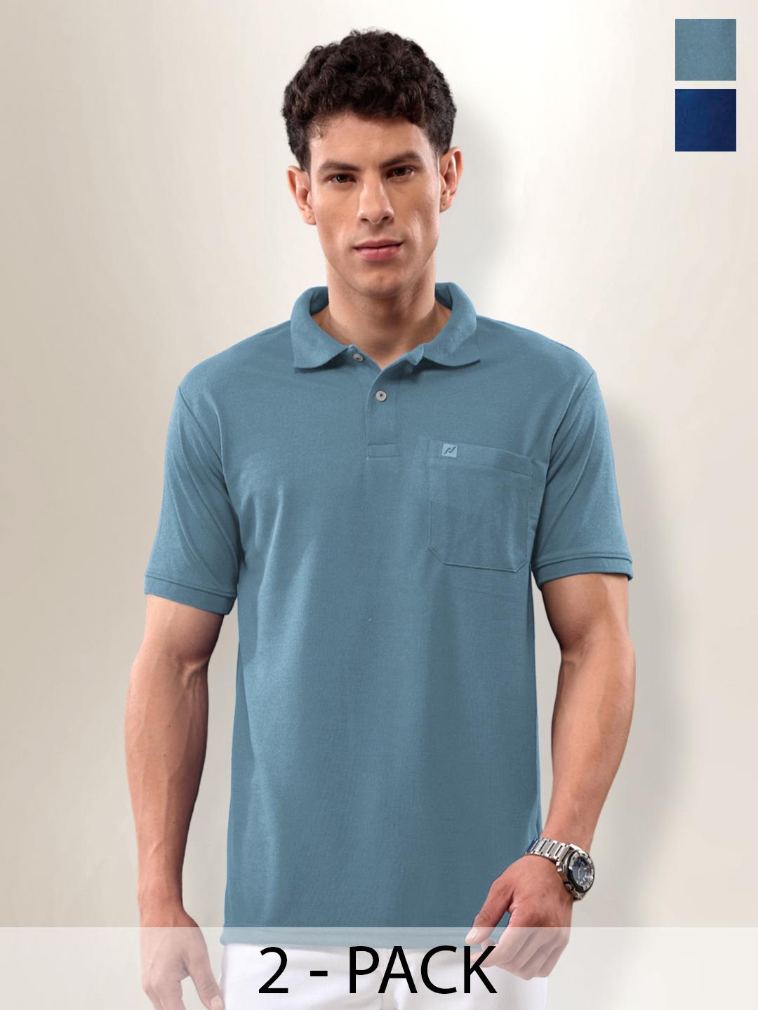 Buy LUX NITRO Pack Of 2 Polo Collar Anti Odour Casual T Shirts ...