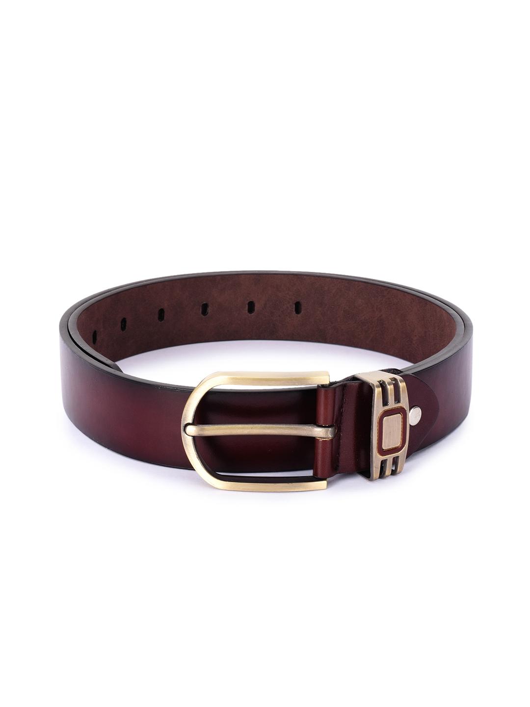 Buy BuckleUp Men Maroon Solid Leather Belt - Belts for Men 2348065 | Myntra