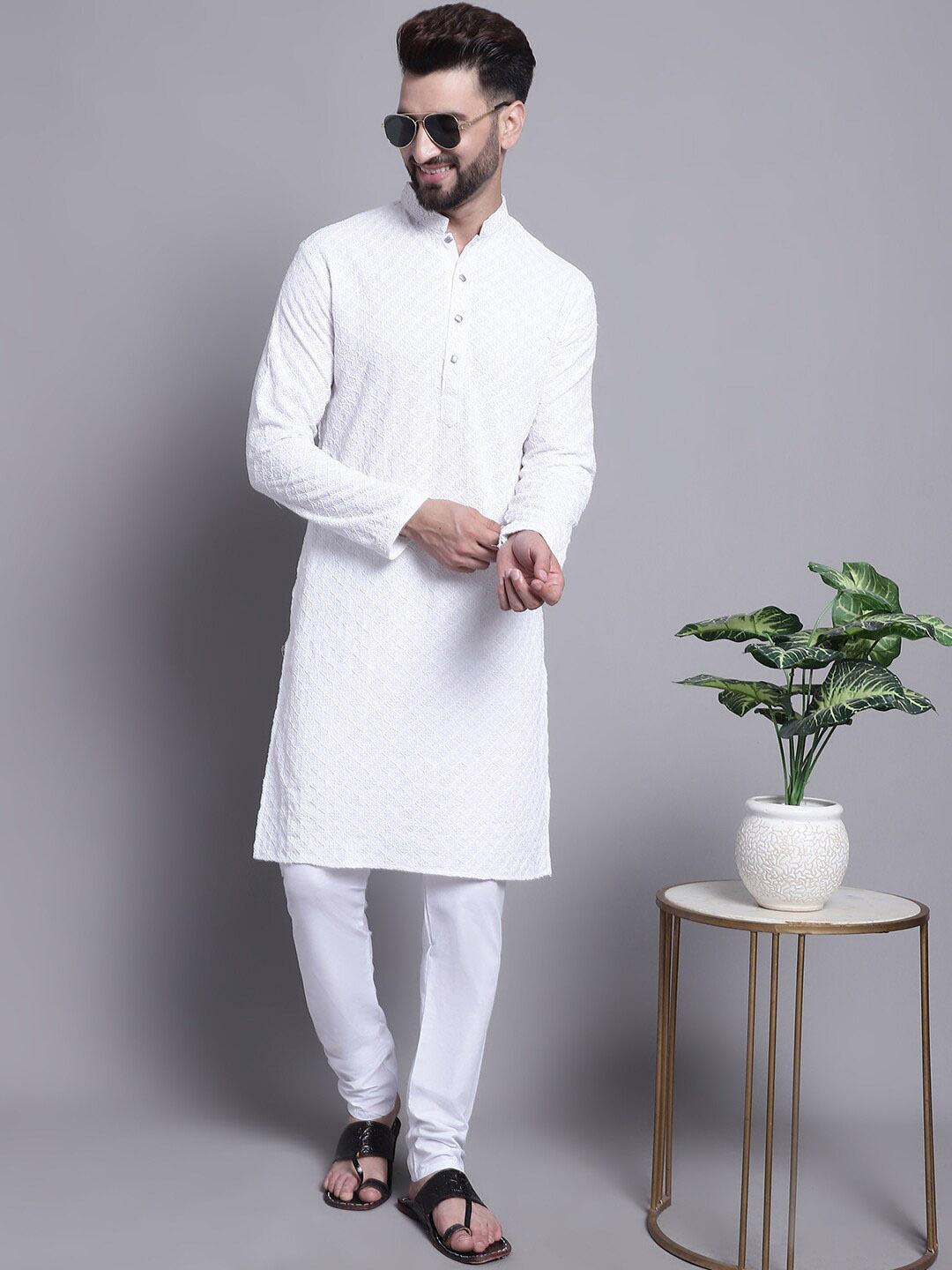 Buy SOJANYA Ethnic Motifs Embroidered Pure Cotton Kurta With Pyjamas ...