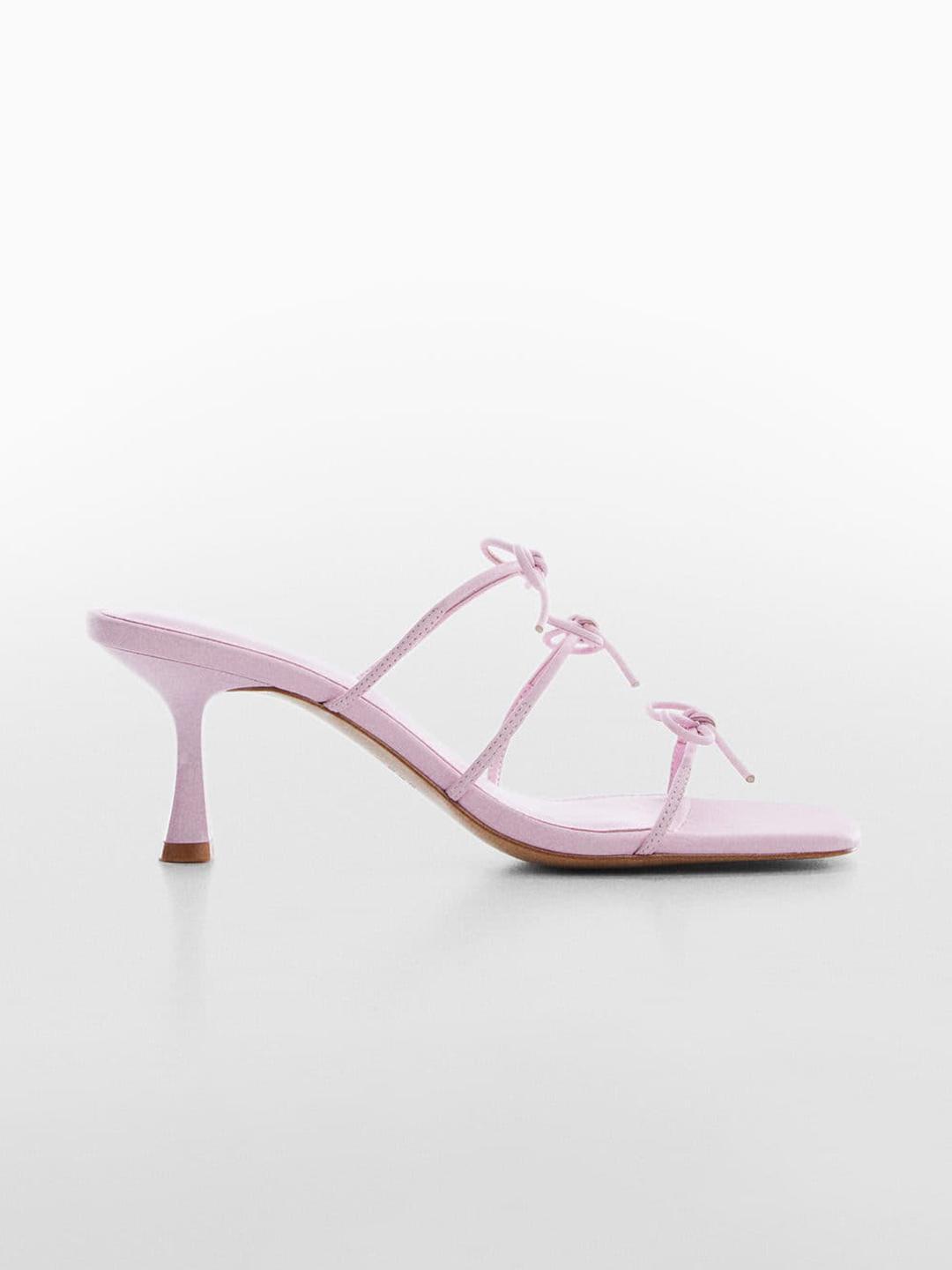 Buy MANGO Leather Slim Heeled Sandals With Bow Detail - Heels for Women ...