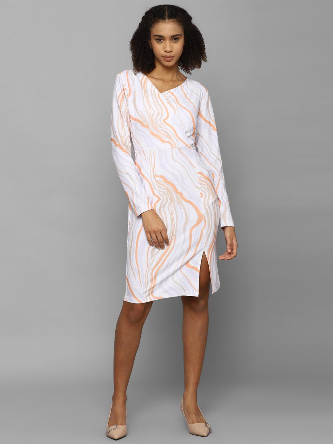 Buy Allen Solly Woman Abstract Printed V Neck Sheath Dress - Dresses ...