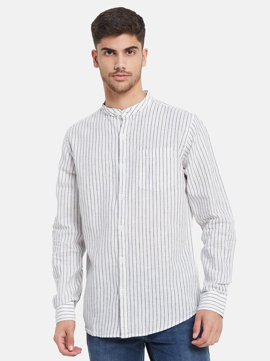 Buy METTLE Mandarin Collar Striped Casual Cotton Shirt - Shirts for Men 23508376 | Myntra