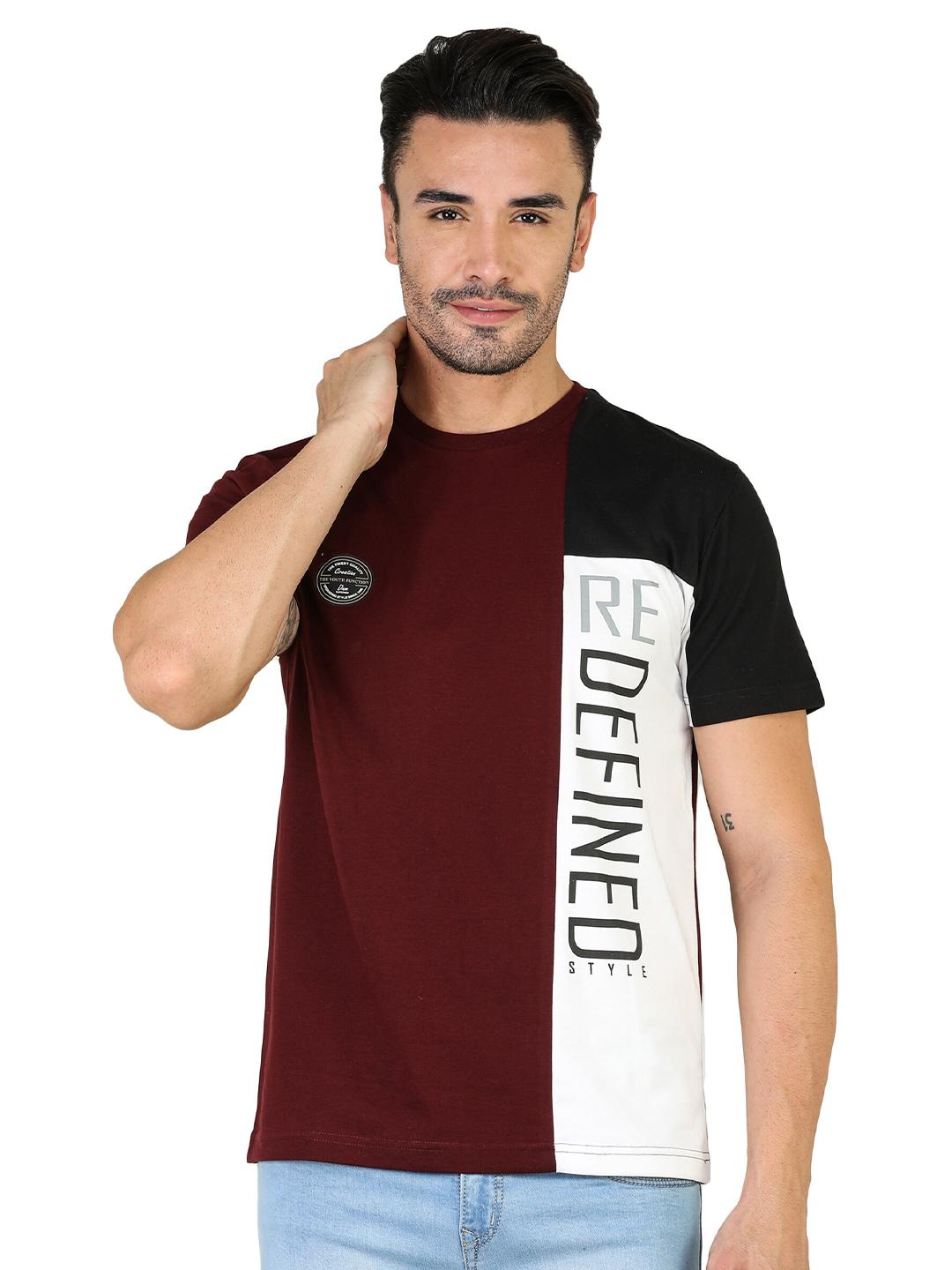 Buy TQS Colourblocked Slim Fit Opaque Cotton T Shirt - Tshirts for Men ...