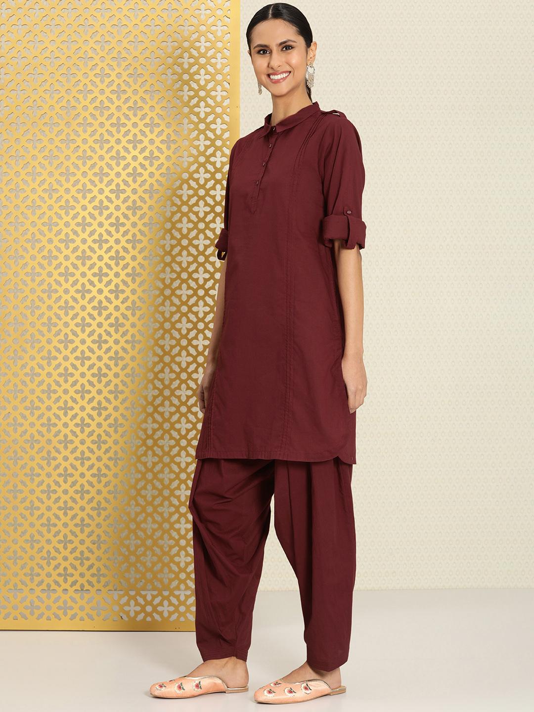 Buy House Of Pataudi Women Pure Cotton Pathani Rozana Kurta With ...