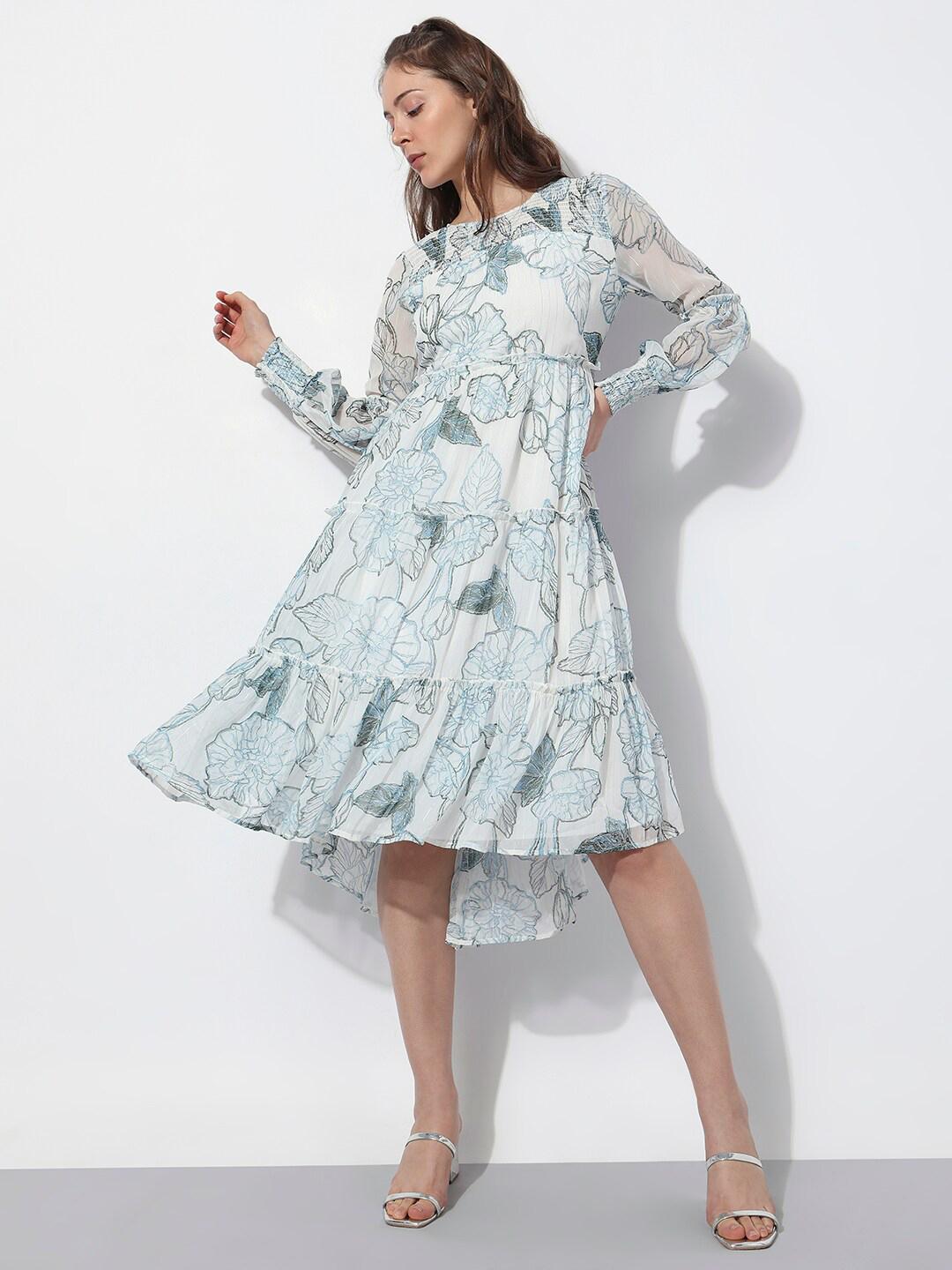 Buy Vero Moda Floral Printed High Low Fit & Fare Dress - Dresses for ...