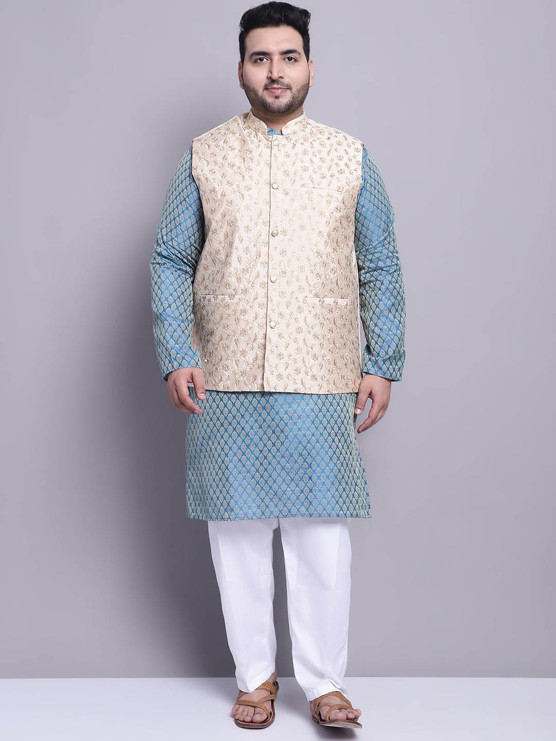 Buy SOJANYA PLUS Plus Size Woven Design Kurta With Pyjamas & Nehru ...