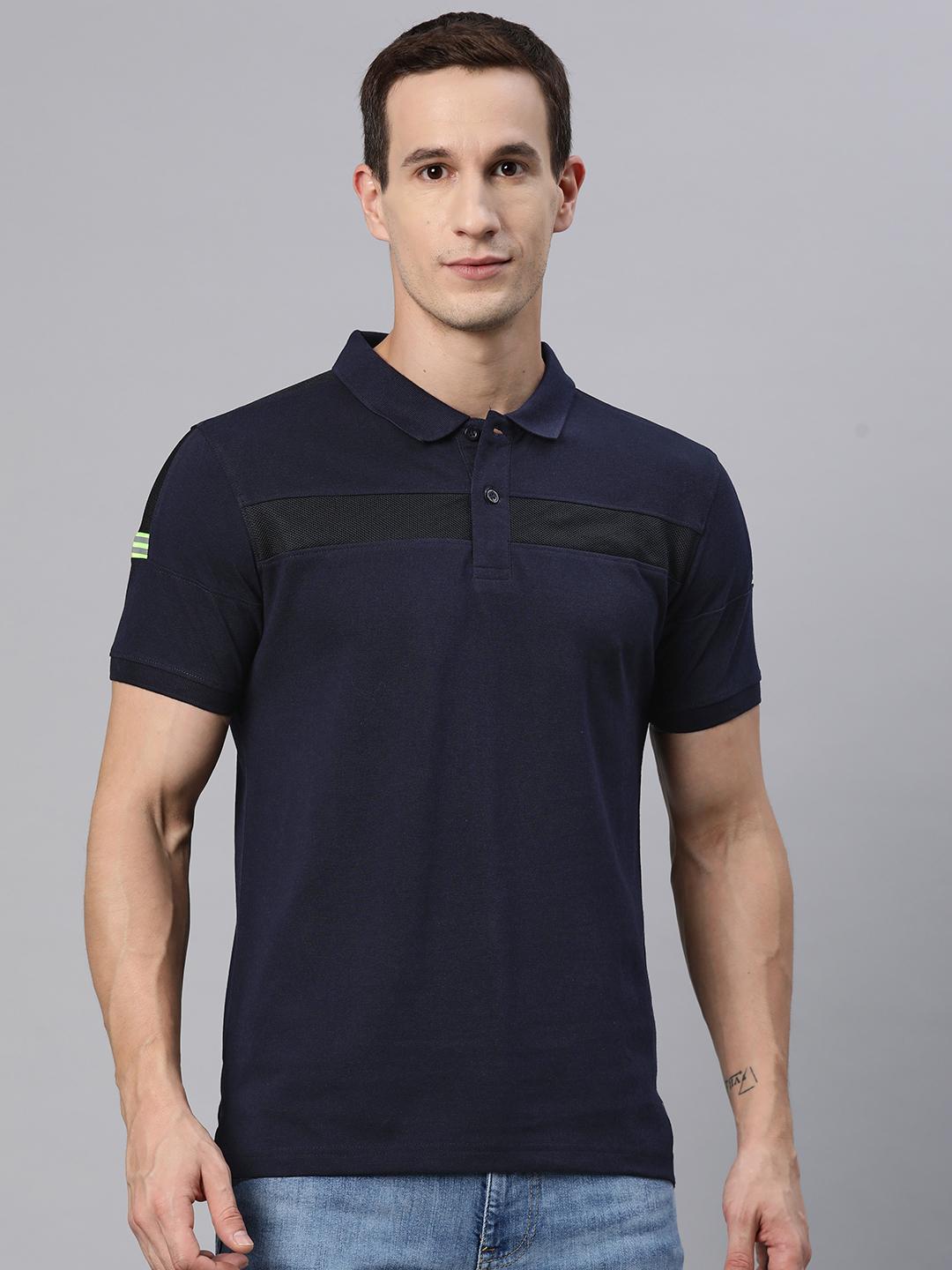 Buy M7 By Metronaut Men Mesh Panelled Solid Polo Collar T Shirt ...