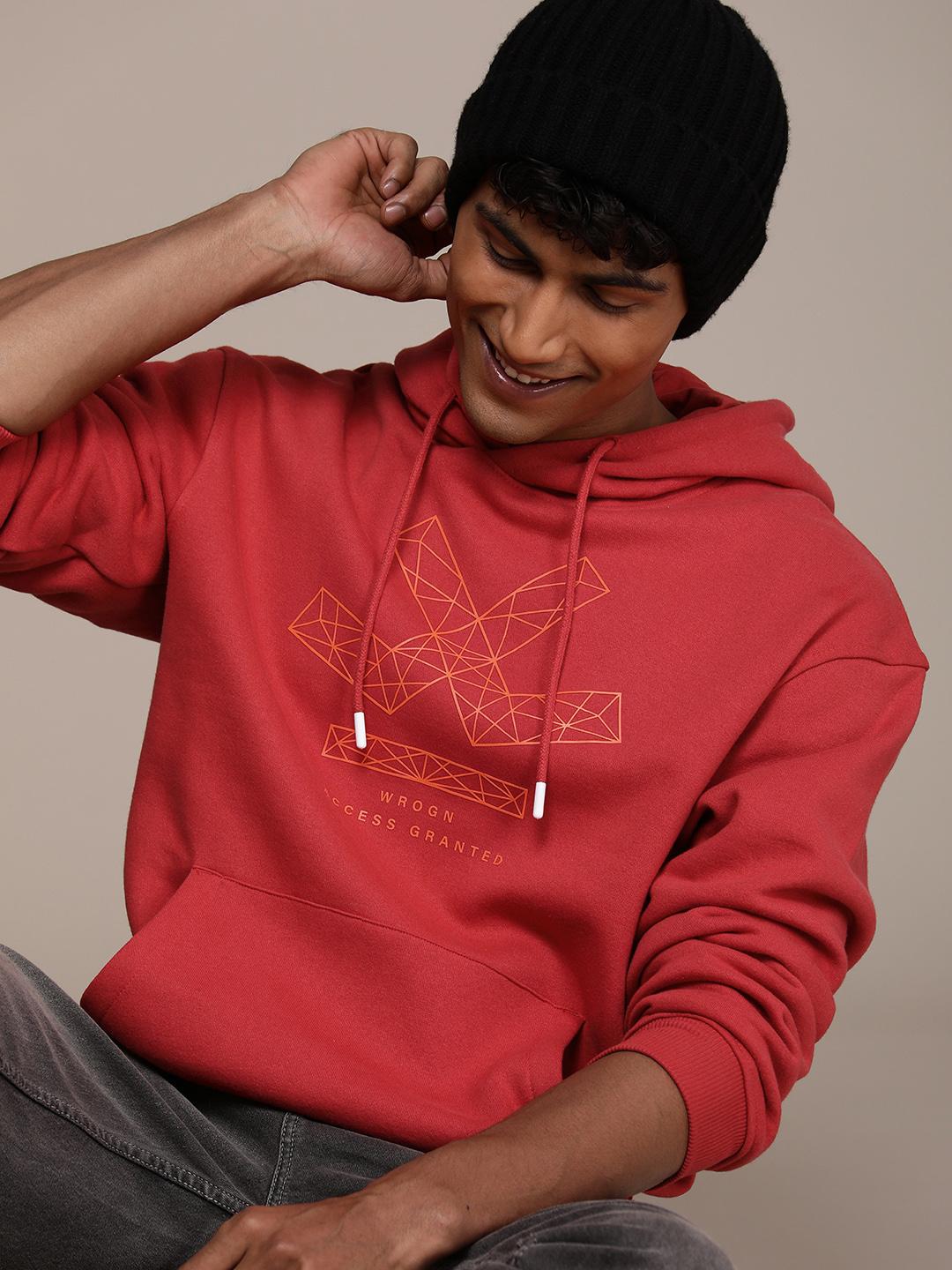 Buy WROGN Brand Logo Printed Hooded Sweatshirt - Sweatshirts for Men ...
