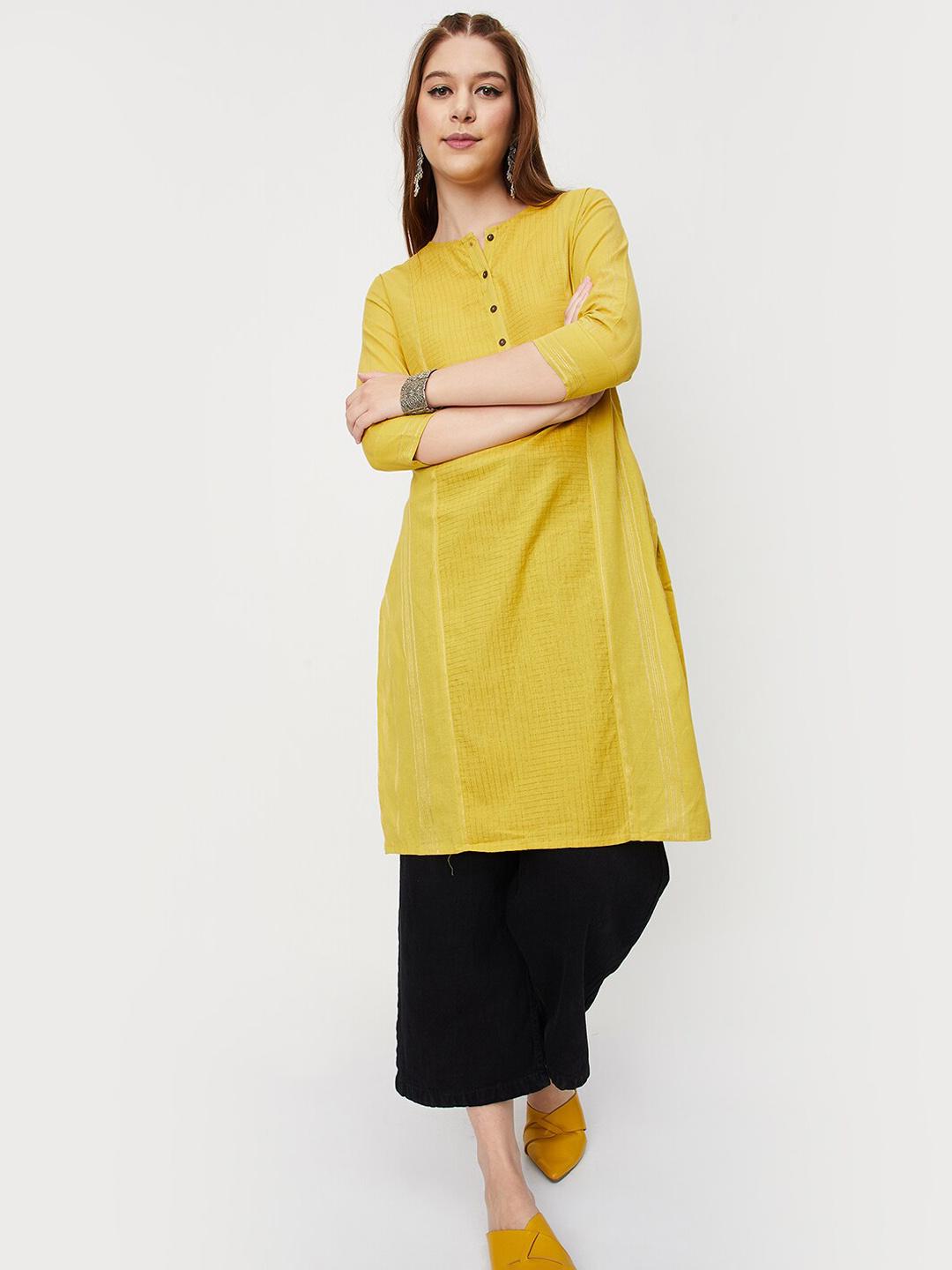 Buy Max Checked Straight A Line Kurta - Kurtas for Women 23586552 | Myntra