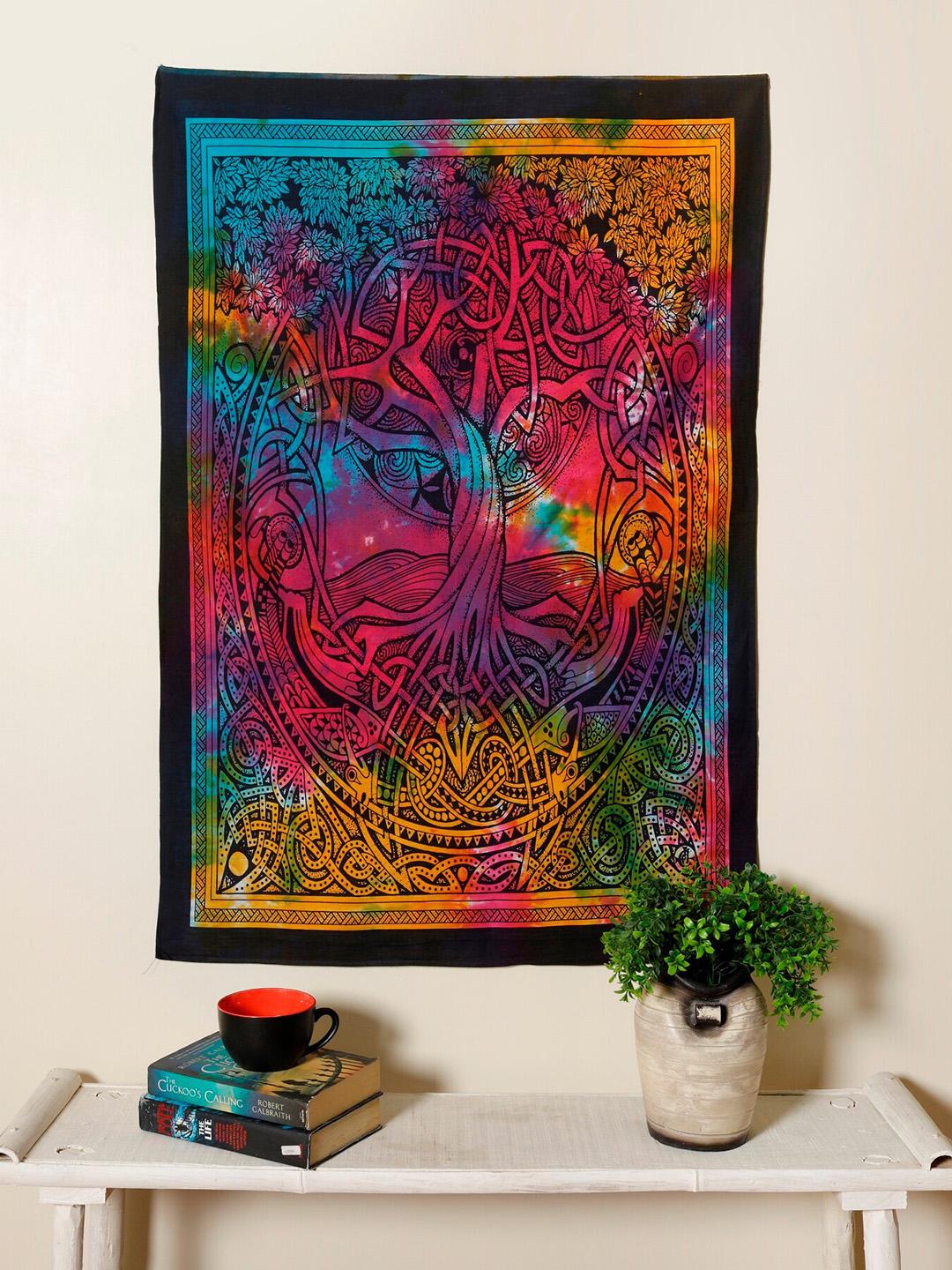 Buy HANDICRAFT PALACE Pink & Blue Celtic Tree Printed Cotton Poster ...
