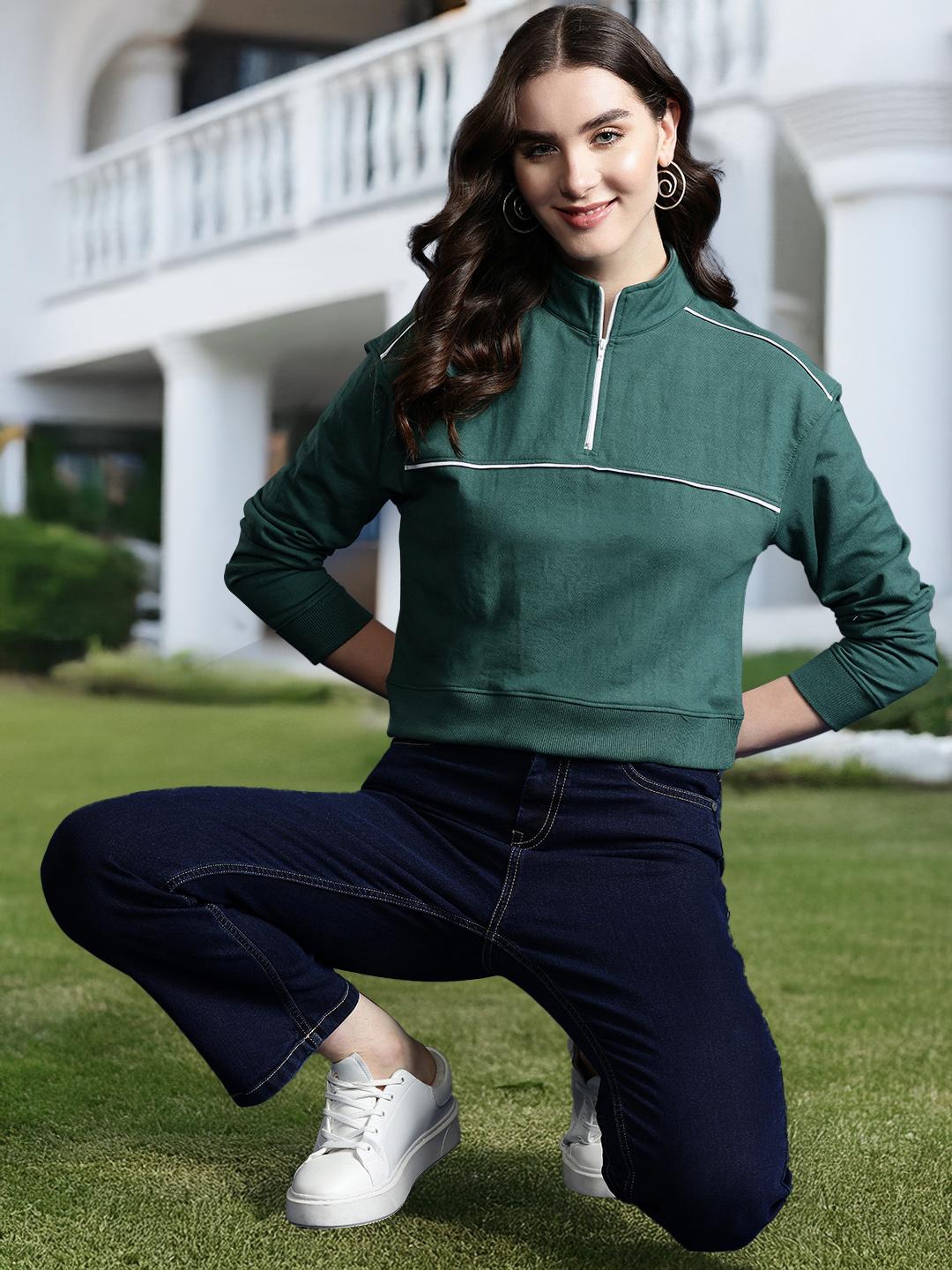Buy Mast & Harbour Women Striped Detail Sweatshirt - Sweatshirts for ...