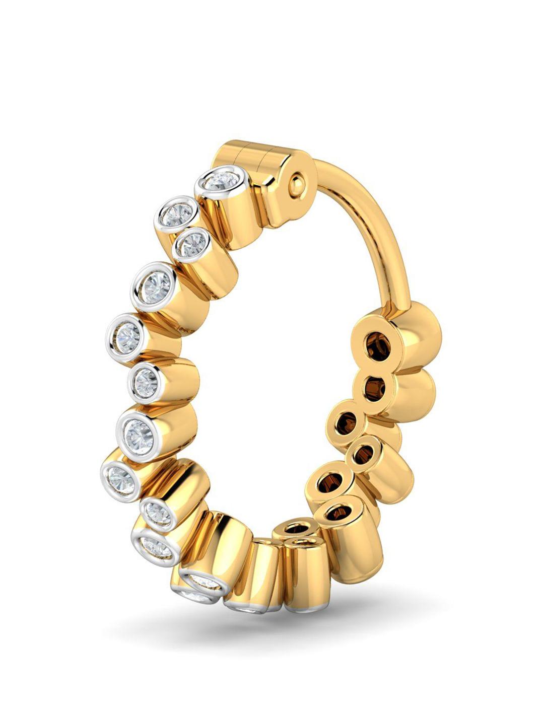Buy KUBERBOX 18K Yellow Gold Diamond Corin Dots Nose Ring - Nosepin ...