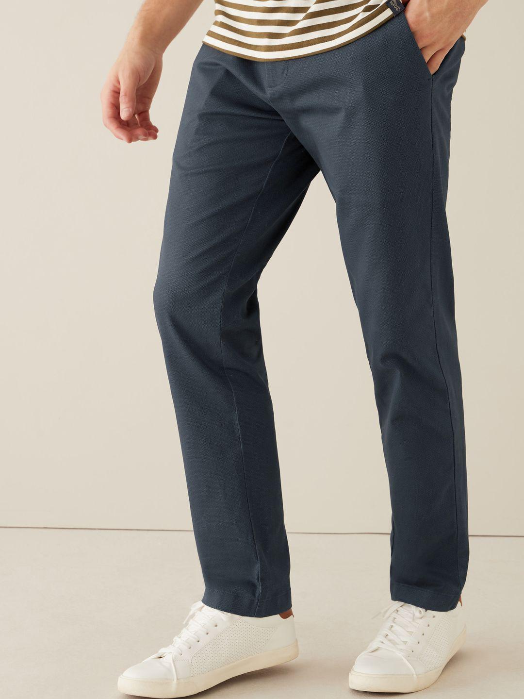 Buy NEXT Men Printed Casual Trousers Comes With A Belt - Trousers for ...