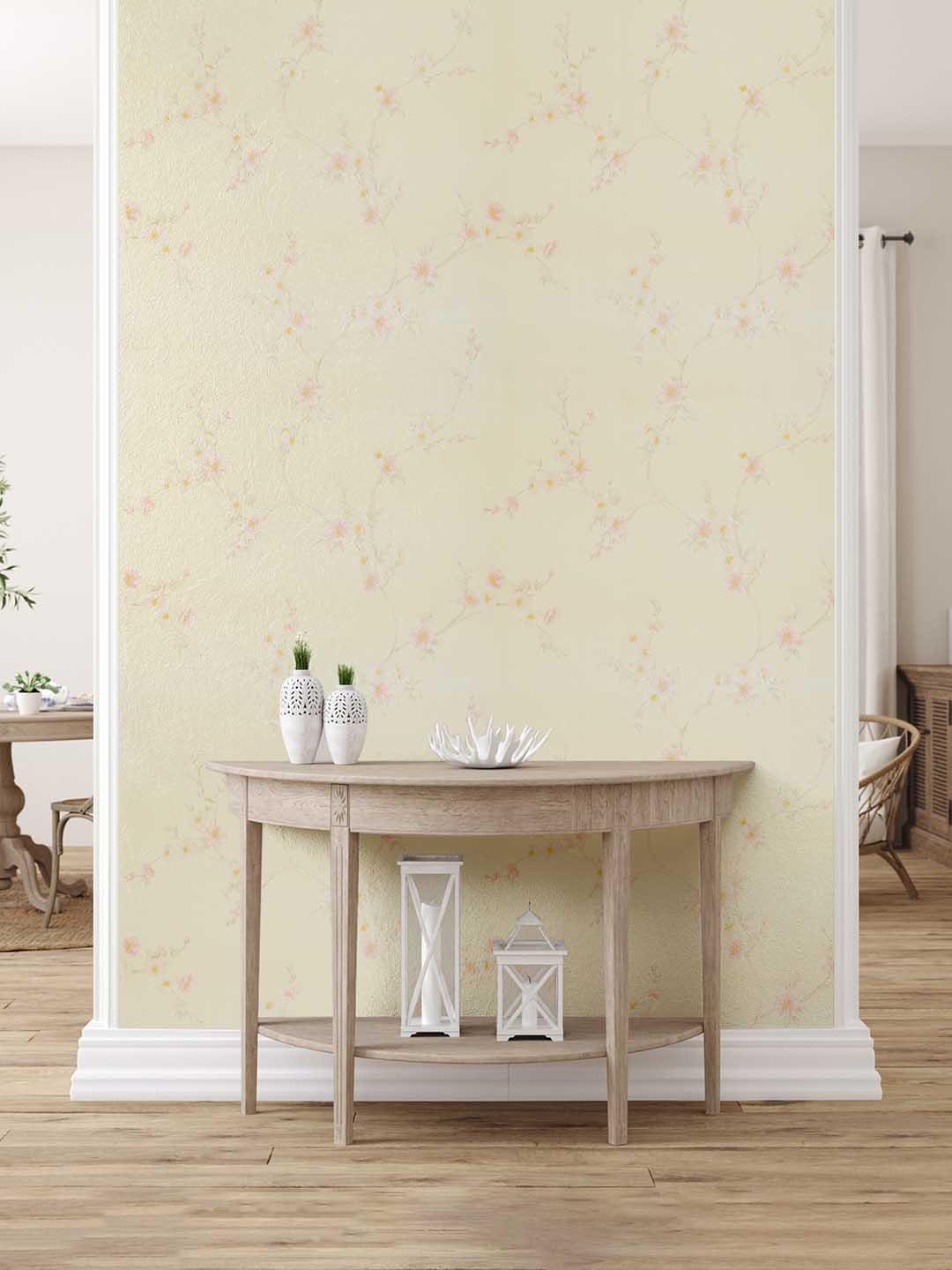 Buy Asian Paints Washed Pink Floral Motif|Non Adhesive Wallpapers (53x ...