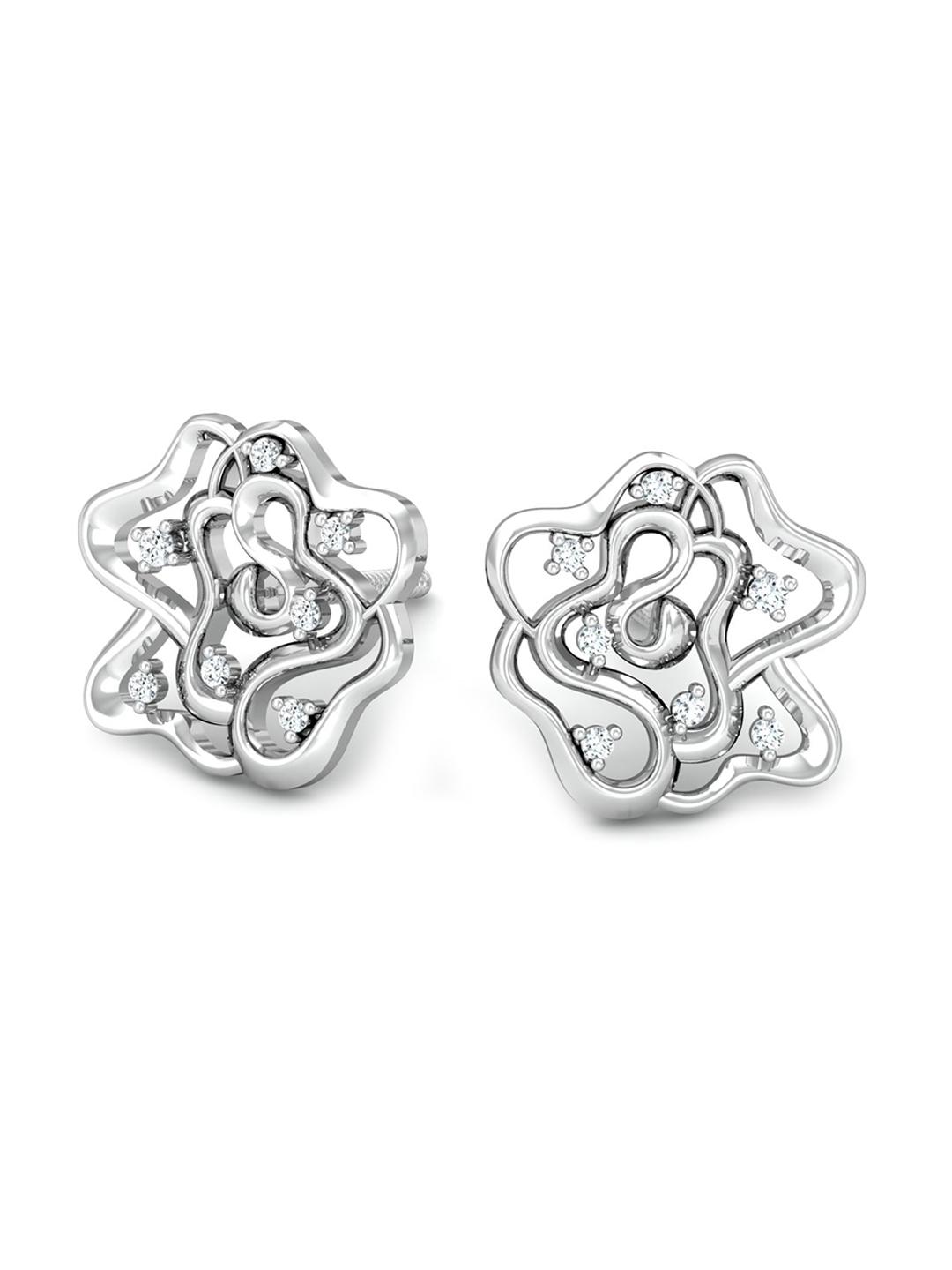 Buy KUBERBOX Java 18KT White Gold Diamond Studded Earrings 1.32gm - Earrings Diamond for Women ...