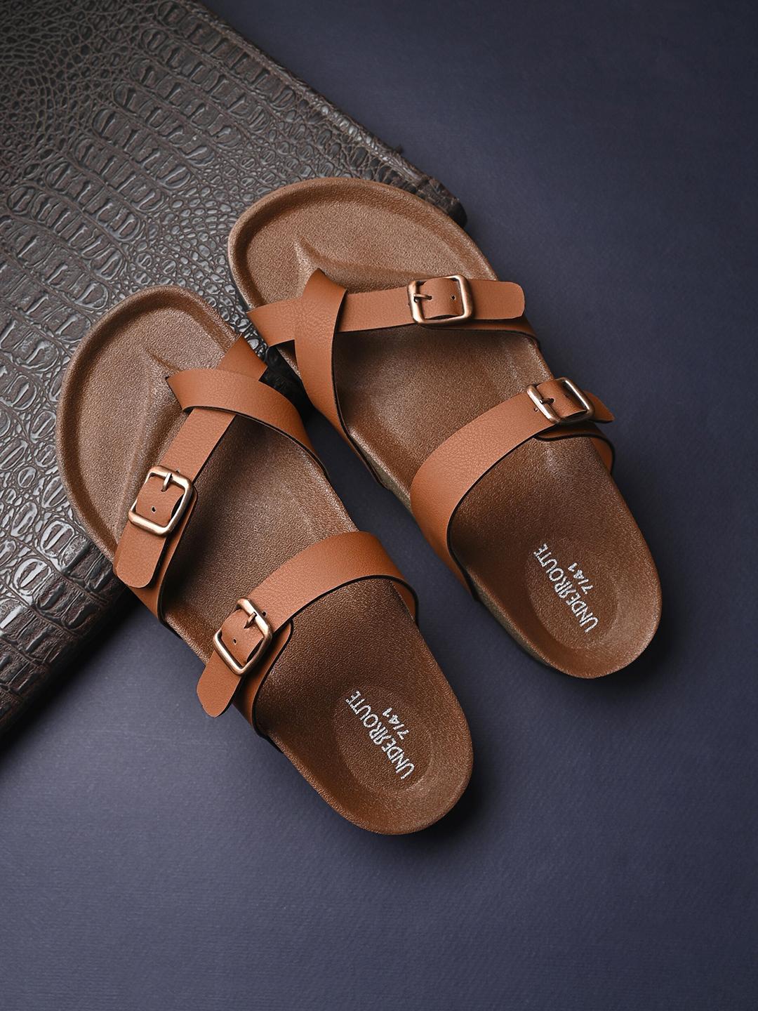 Buy UNDERROUTE Men One Toe Two Strap Comfort Sandals With Buckle Detail ...