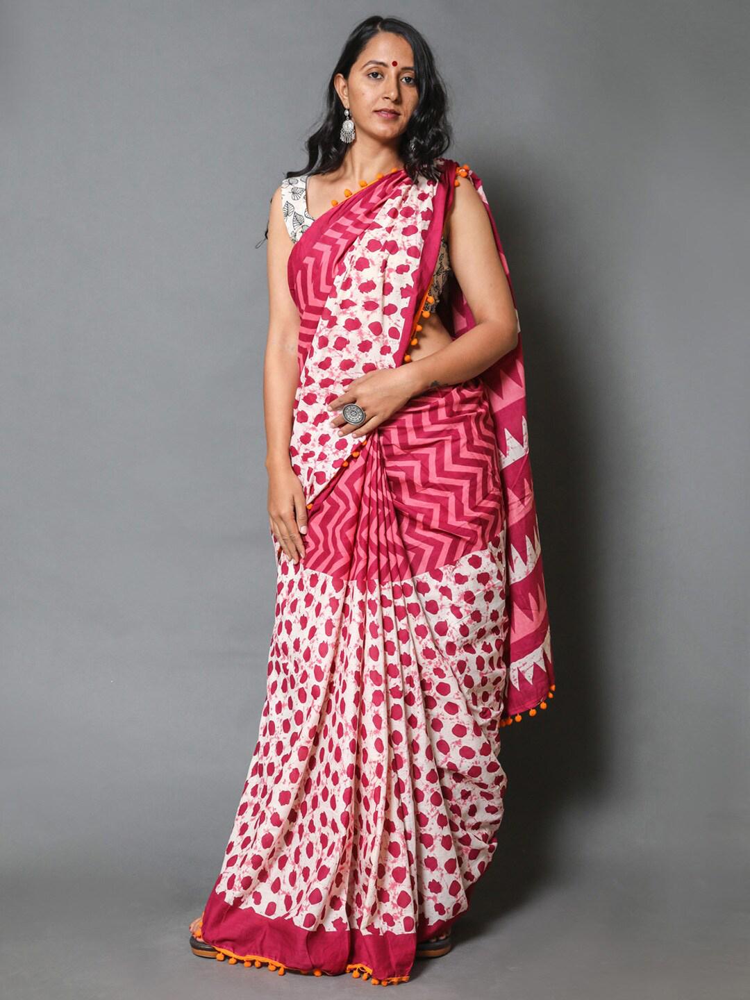 Buy BUTA BUTI Ethnic Motifs Printed Pure Cotton Saree - Sarees for ...