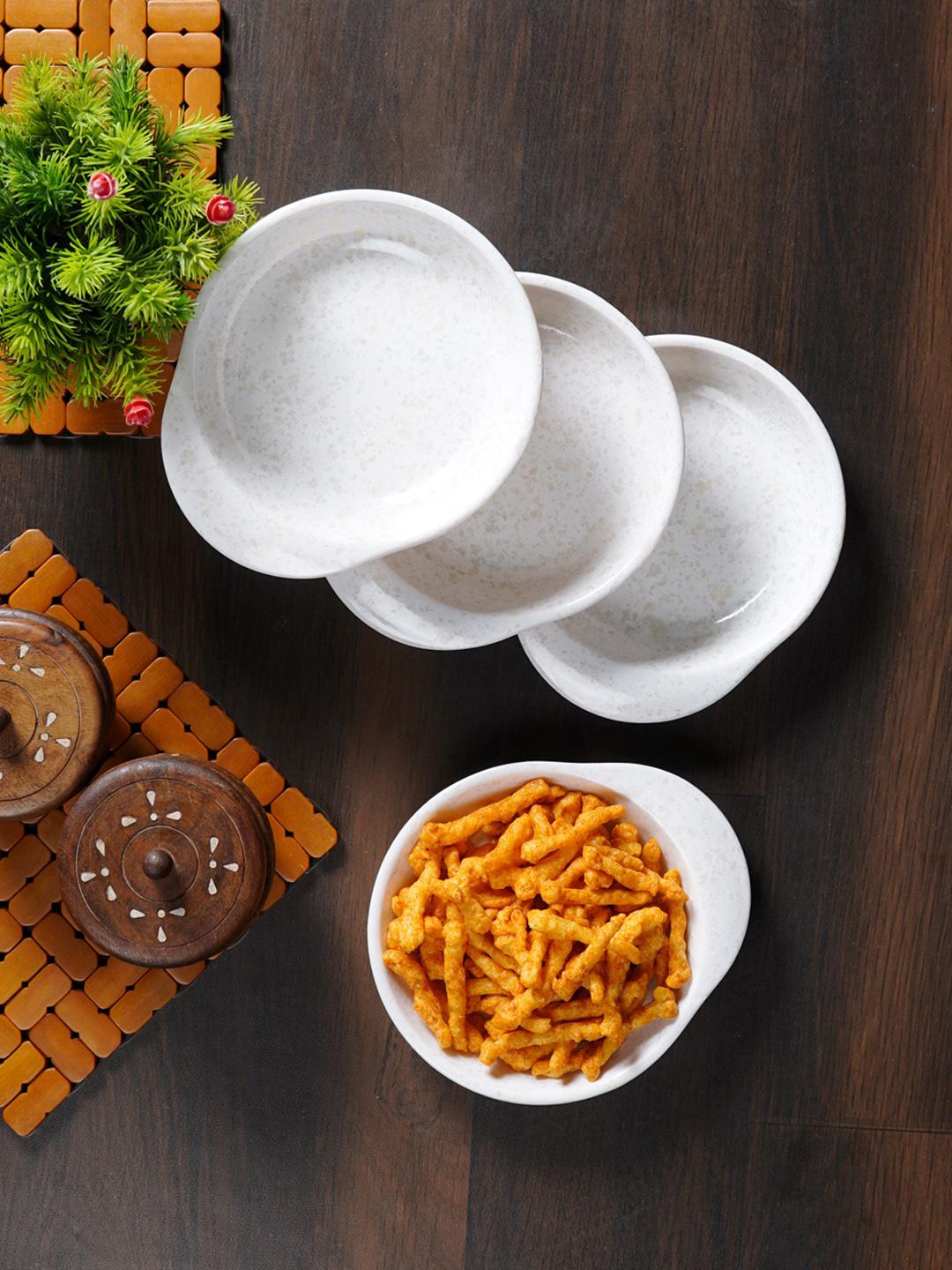Buy CDI 4 Pcs White Melamine Chat Plates - Food Platter for Unisex ...