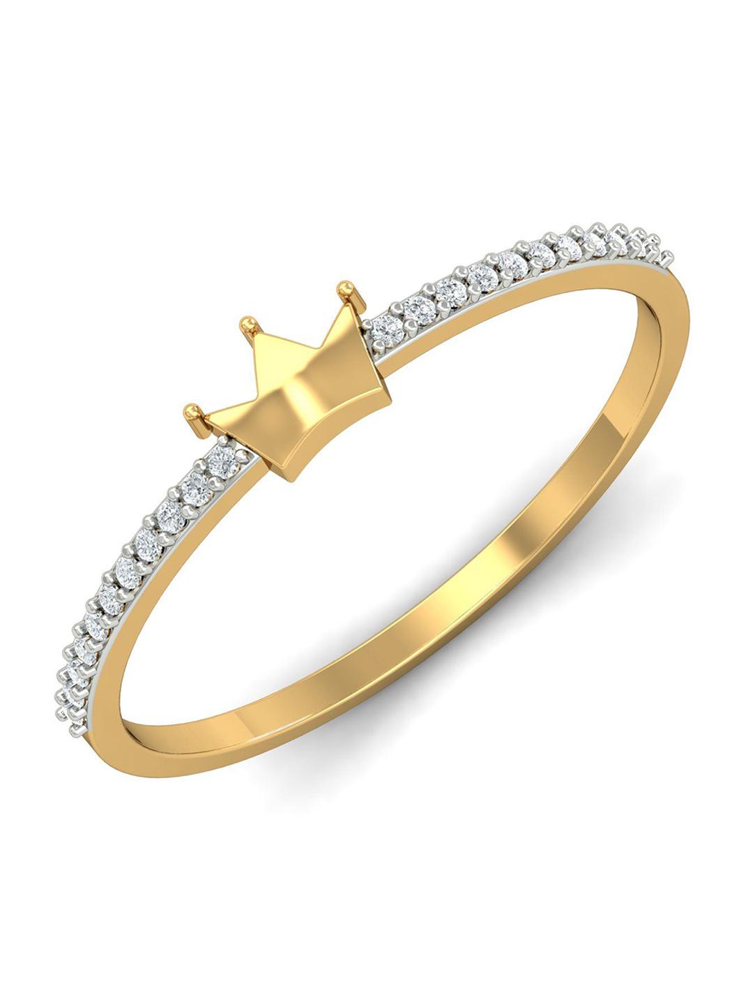Buy KUBERBOX 18KT Gold Diamond Studded Crown Ring 1.17gm - Ring Diamond ...