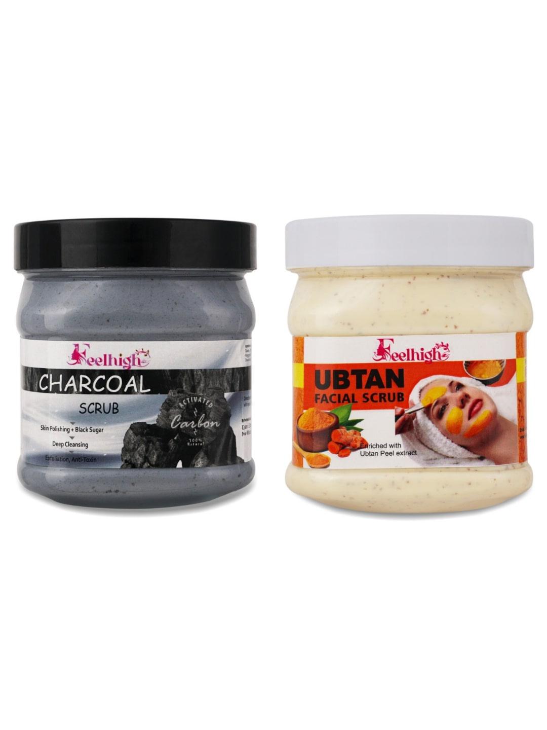 Buy FEELHIGH Set Of Ubtan & Charcoal Organic Face & Body Scrub 500 Ml ...