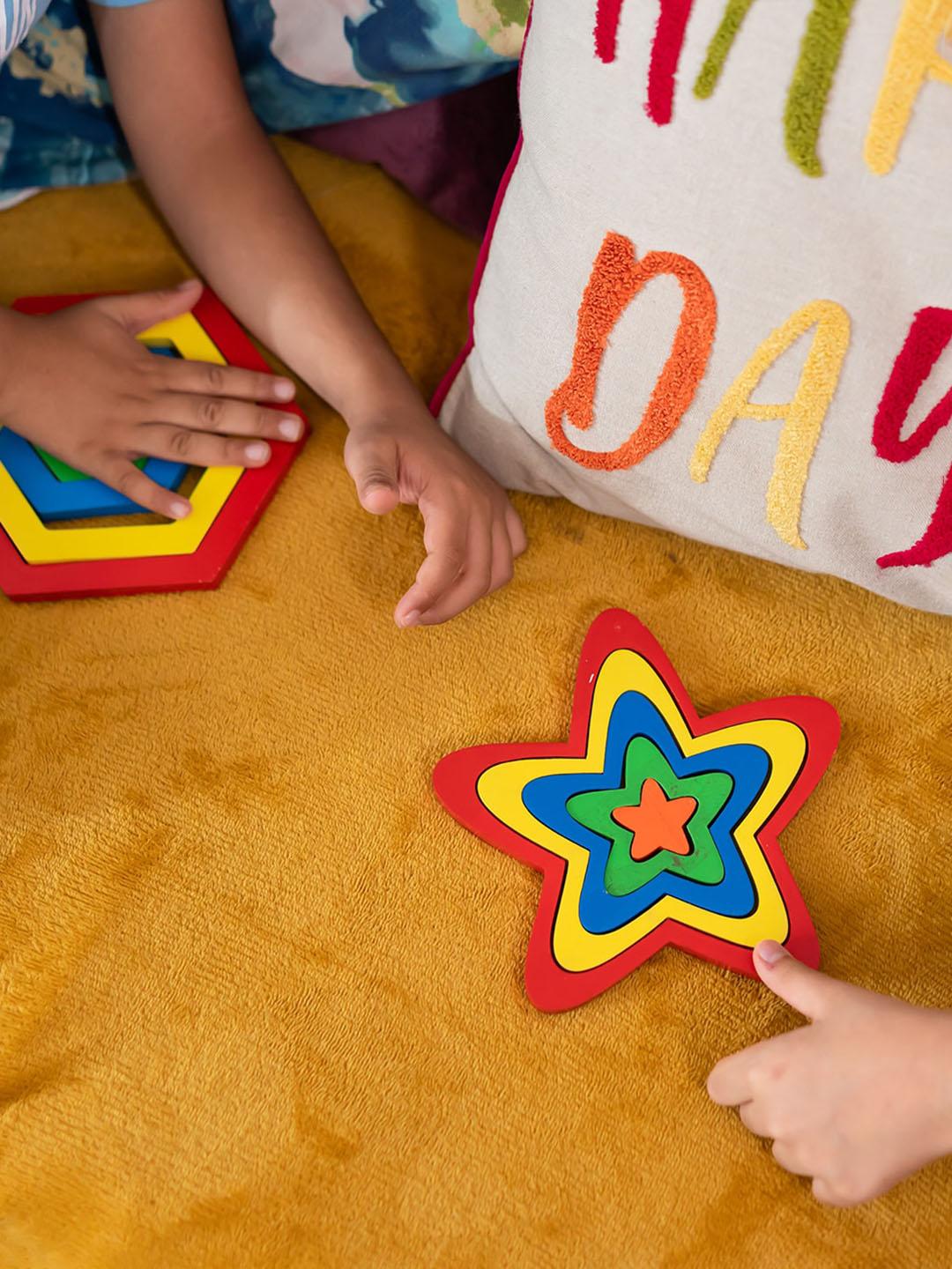 Buy Ilearnngrow Kids Wooden Size & Shape Sorter Star Puzzle - Learning ...