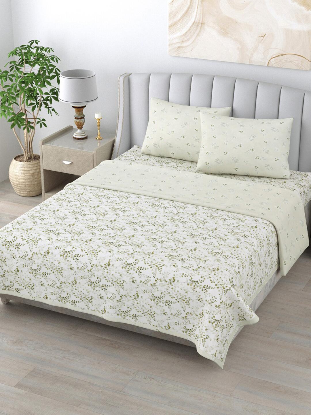 Buy Home Fresh Rosemary Light Green Printed Pure Cotton Reversible ...
