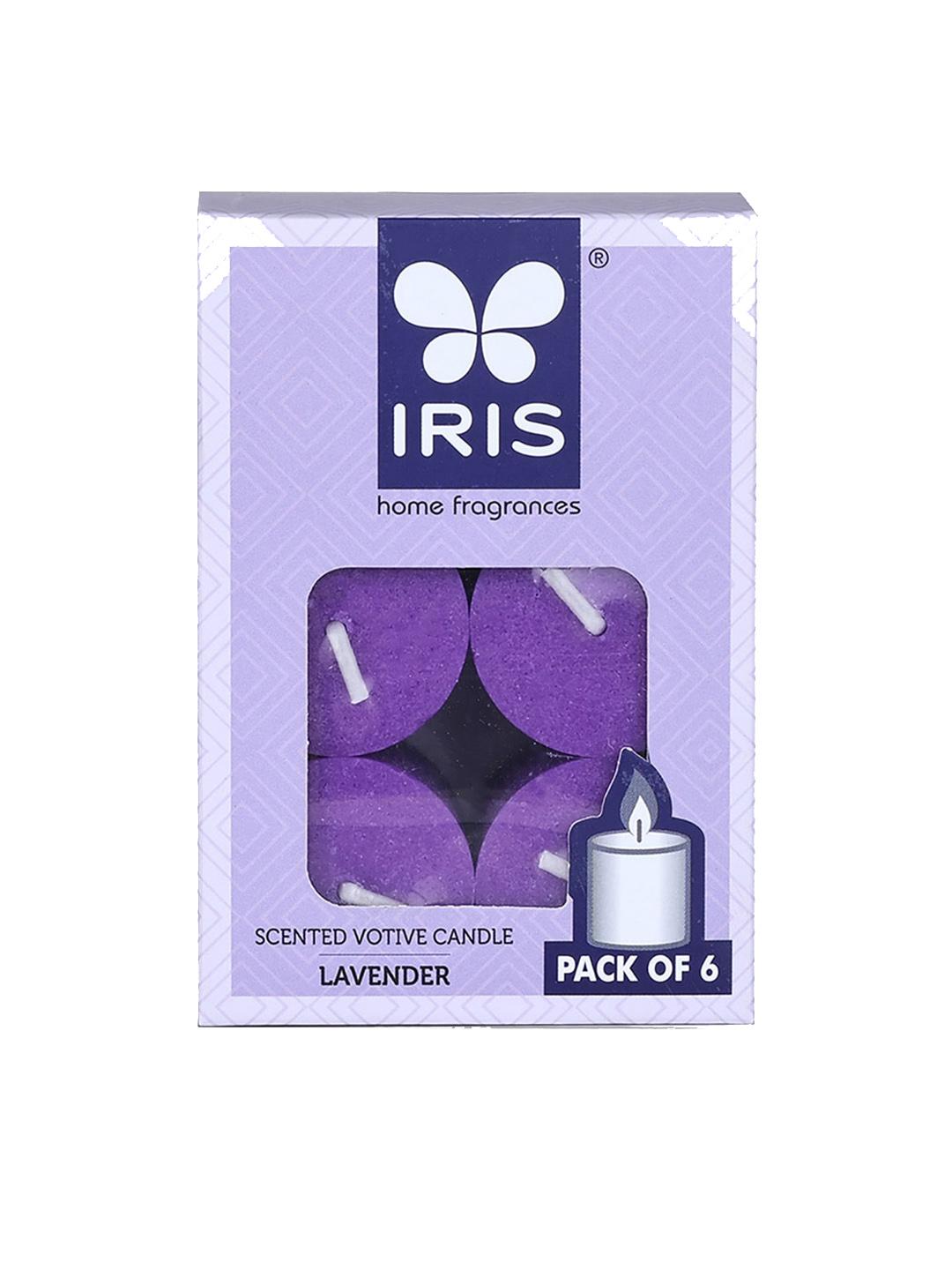 Buy Iris Home Fragrances Votive 6Pcs 1 Wick Lavender Solid Round ...
