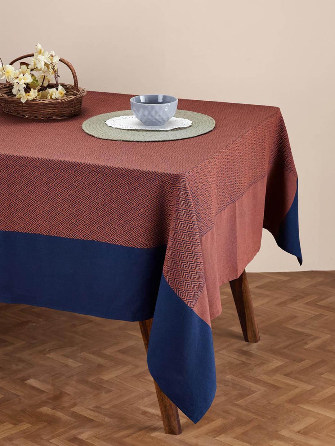 Buy Fabindia Kiara Red & Indigo Woven Cotton 4 Seater Table Covers ...