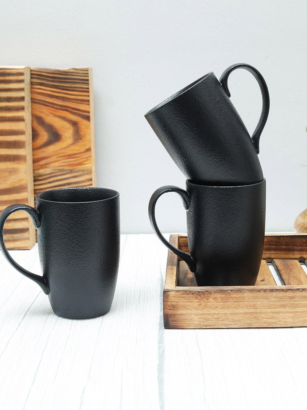 Buy Ariane Prime Black 4 Pieces Porcelain Matte Mugs 300ml Each - Cups ...