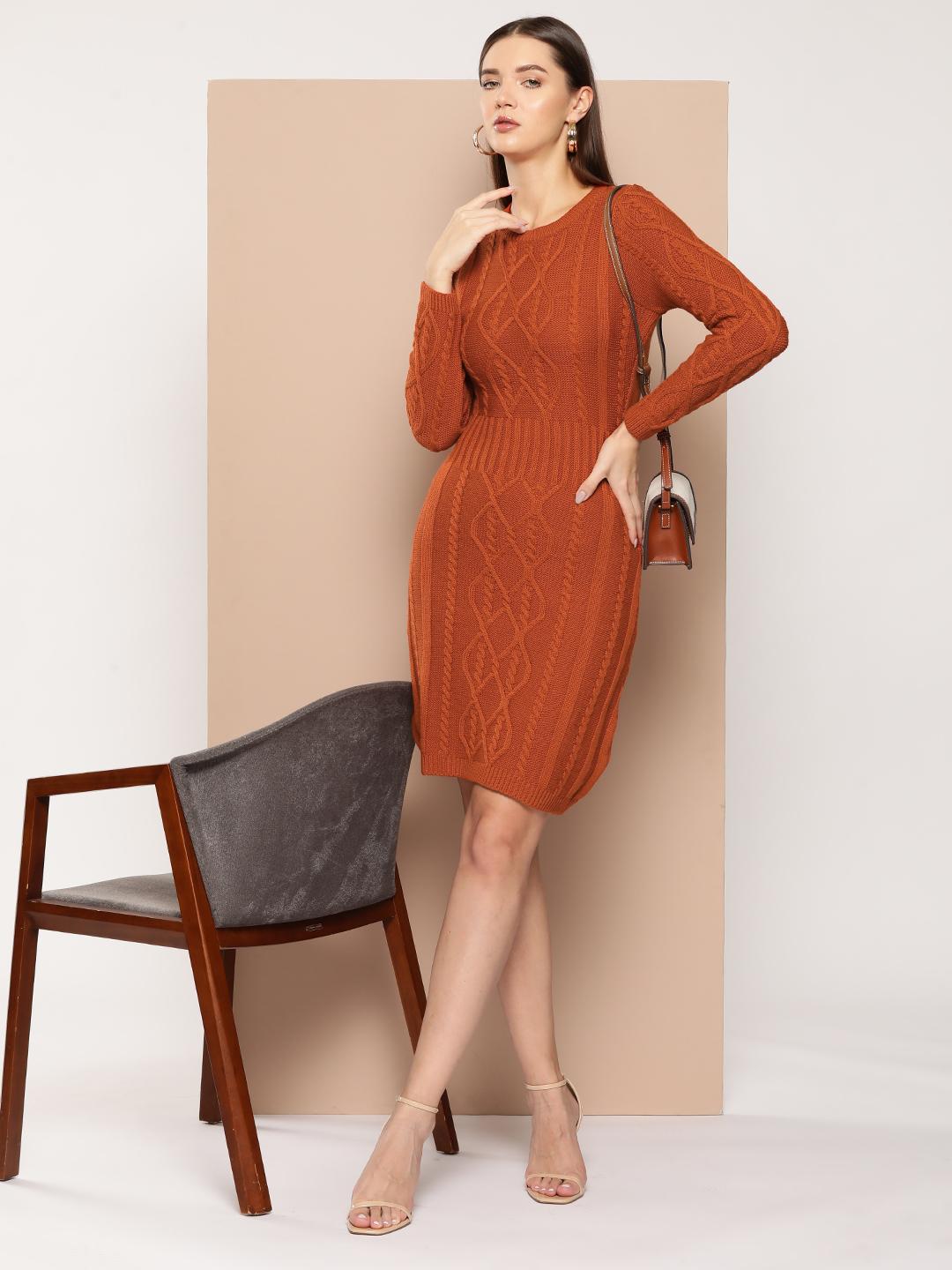 Buy Chemistry Cable Knit Acrylic Sweater Dress - Dresses for Women ...